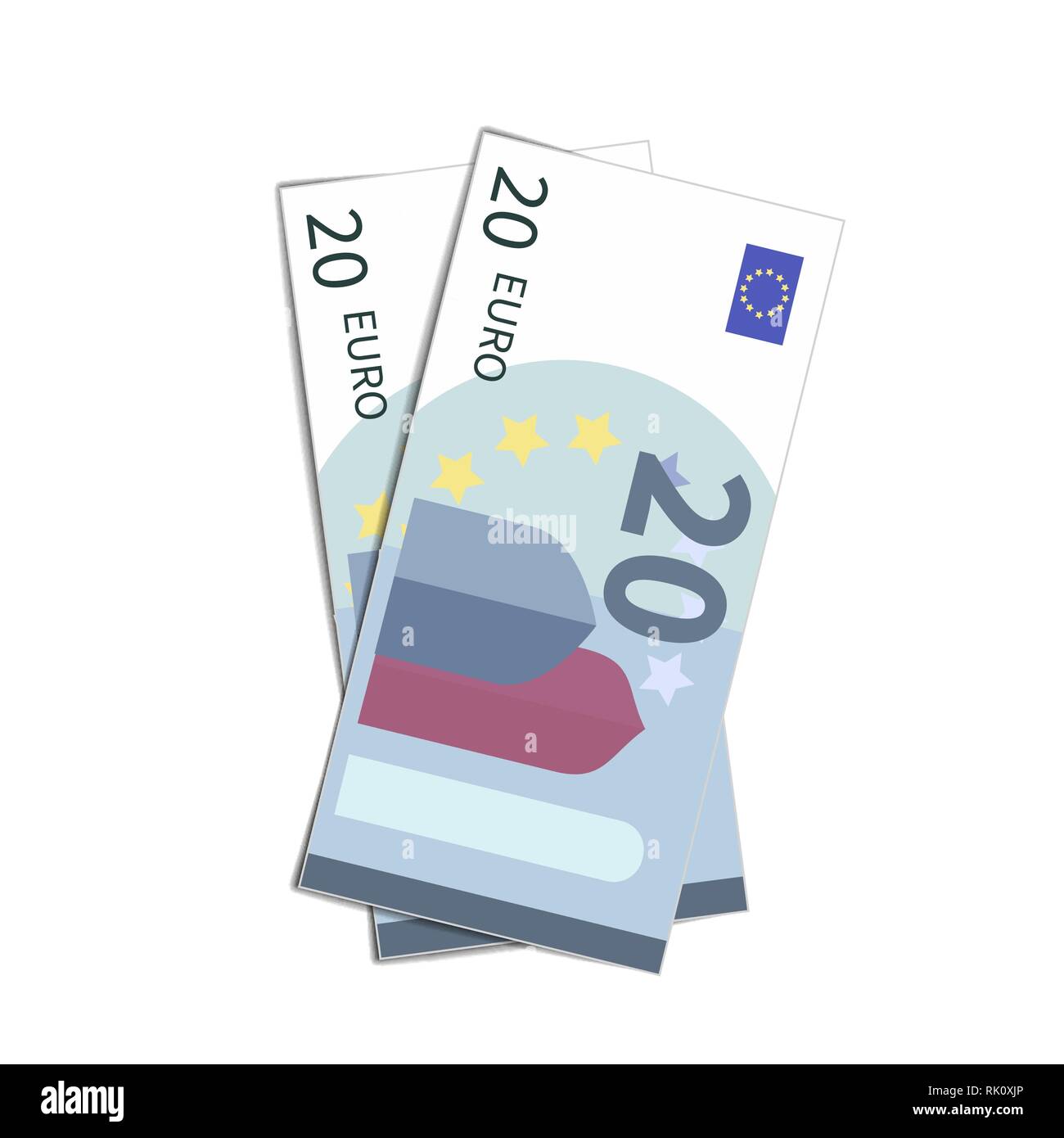 Couple of simple twenty euro banknotes isolated on white Stock Vector ...
