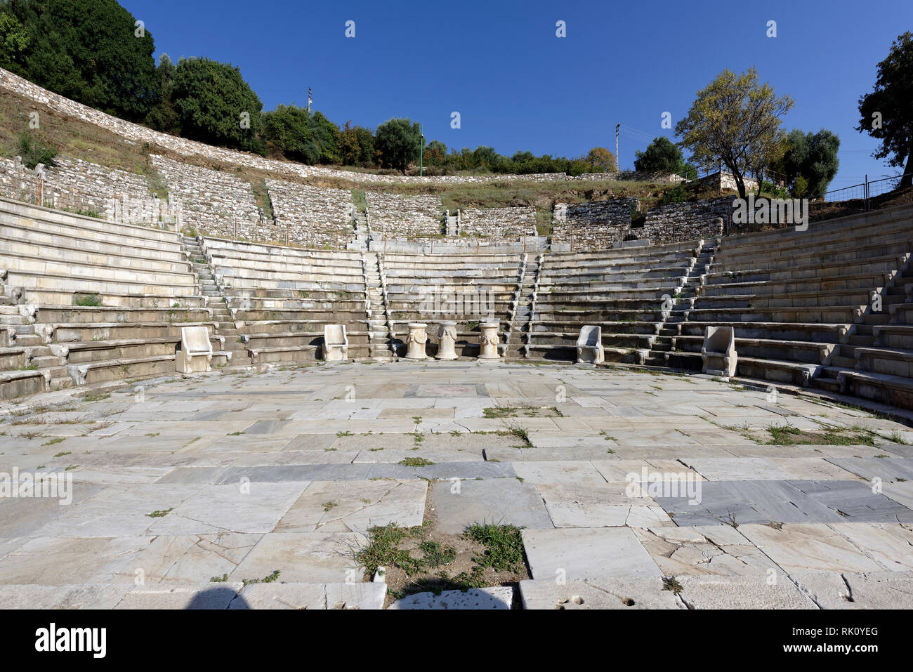 Orchestra of the Hellenistic theatre of Metropolis, Ionia, Turkey. The well-preserved theatre ...