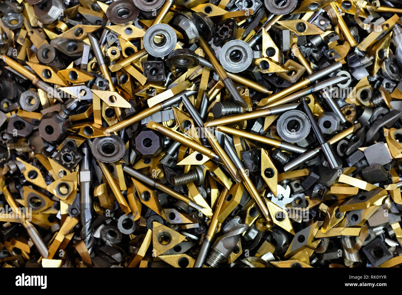 Metal recycling, old milling and drilling tools Stock Photo - Alamy