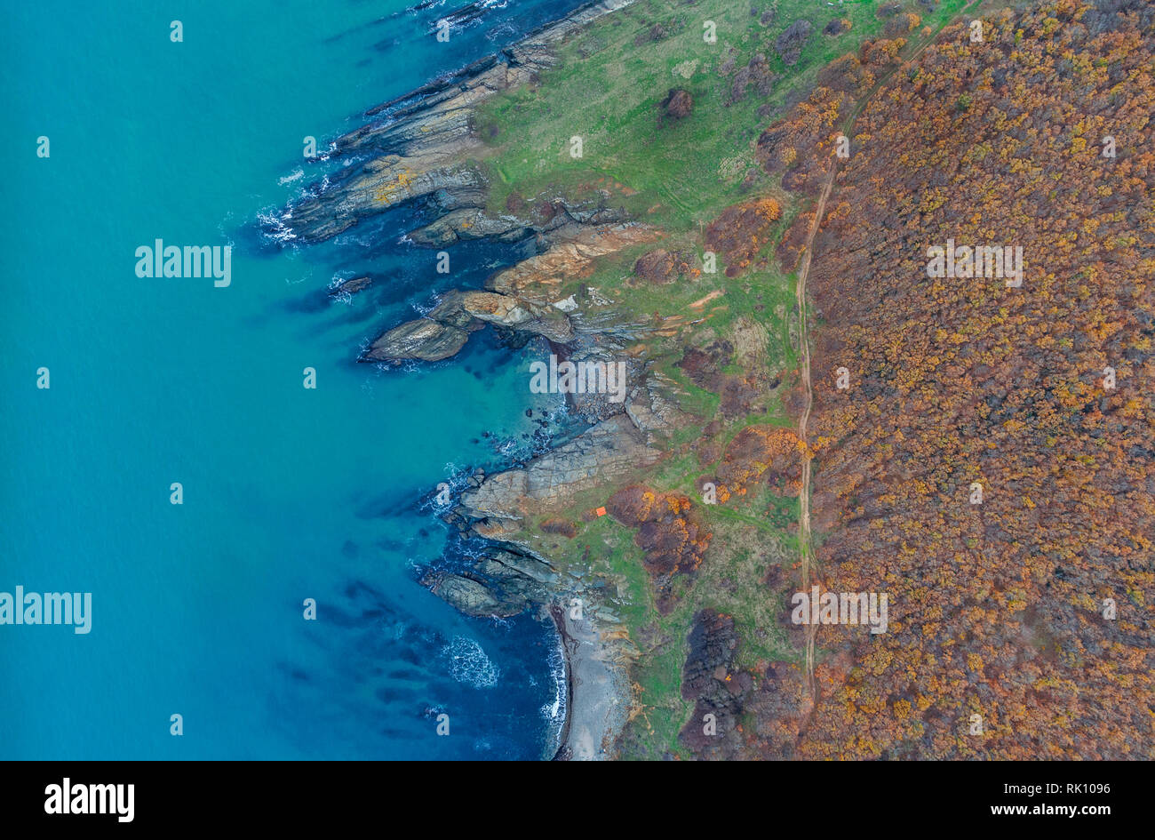 Drone top view Strandzha Nature Park, Mouth of Veleka River Stock Photo ...