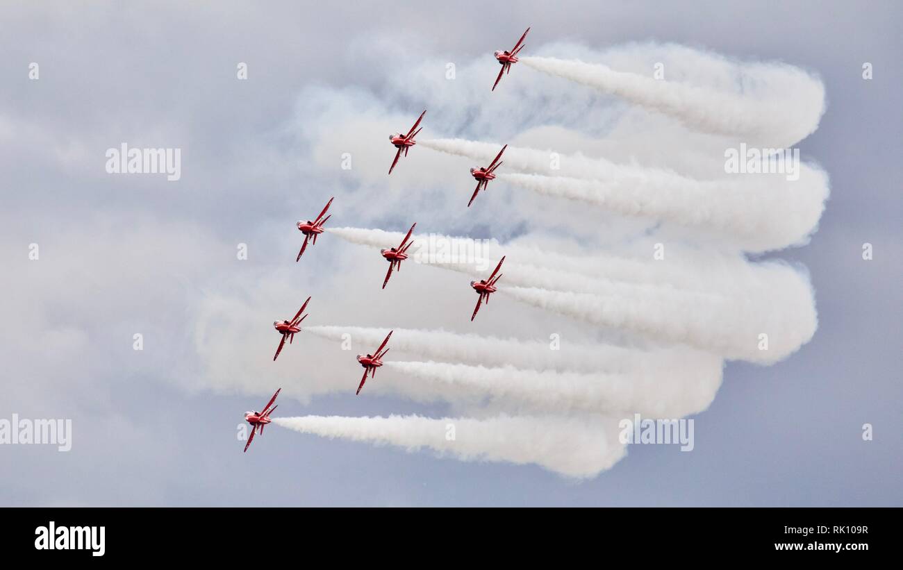 Royal Air Force Aerobatic Team The Red Arrows performing at ...