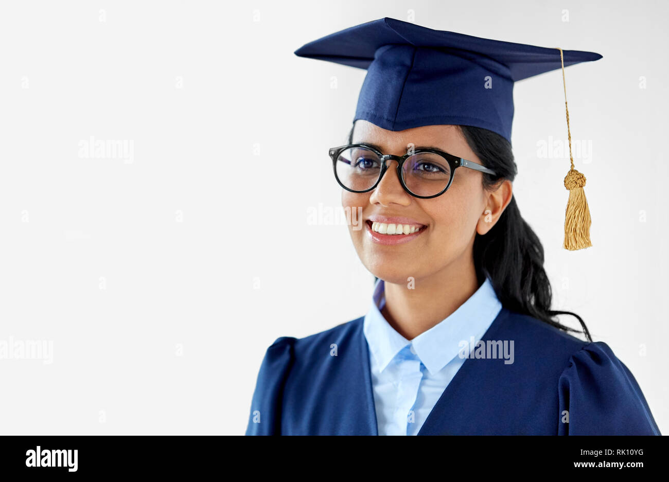 happy female graduate student in mortarboard Stock Photo - Alamy
