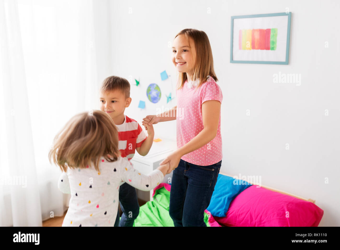 happy children playing at home Stock Photo - Alamy