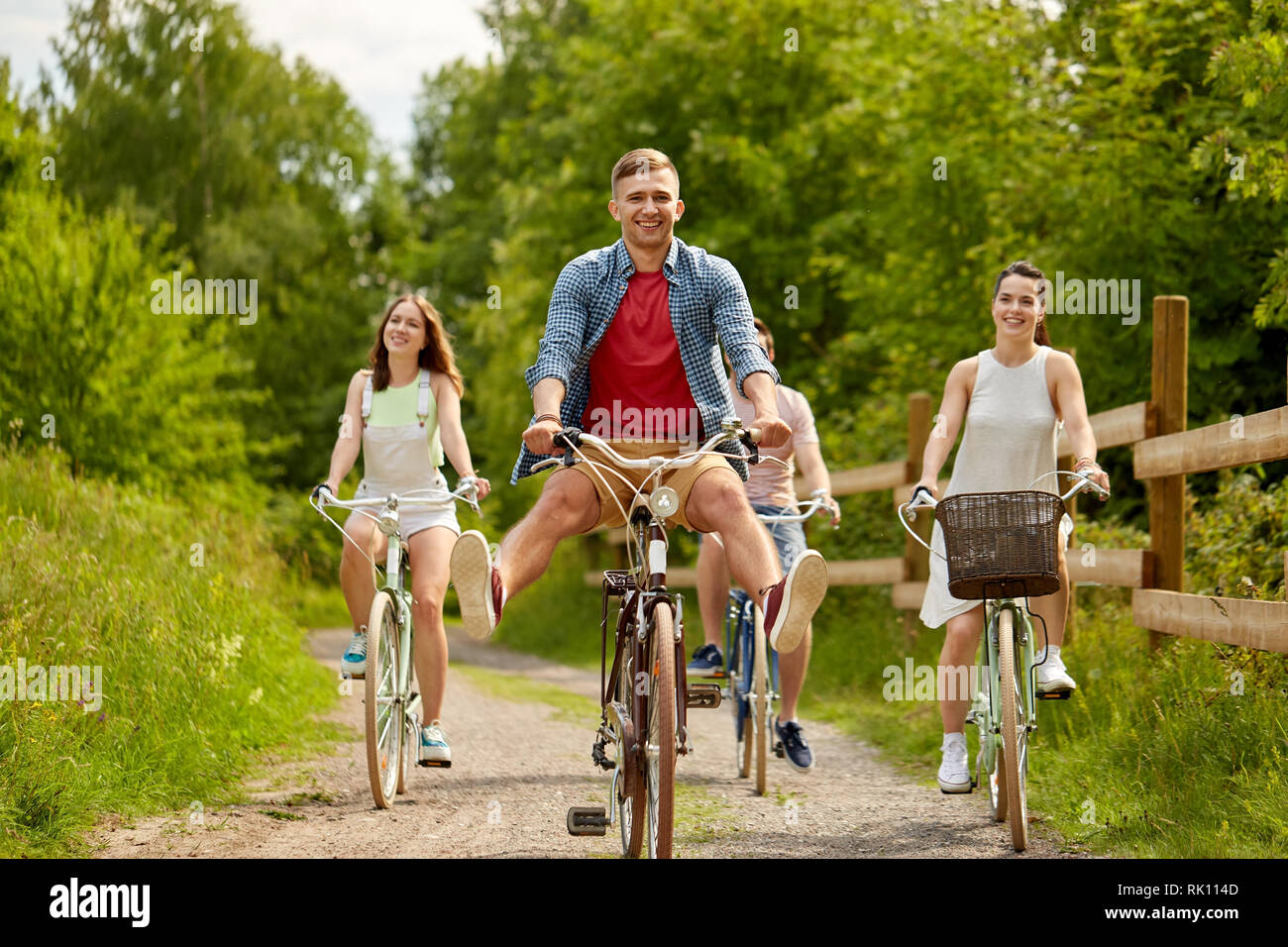 Young man riding cycle girlfriend hi-res stock photography and images ...