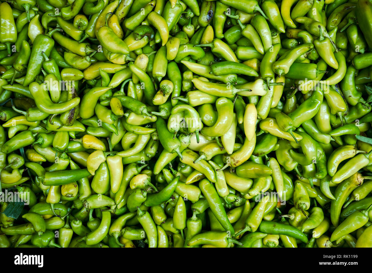 Fresh Green Pepper Top Down View Background Stock Photo - Alamy