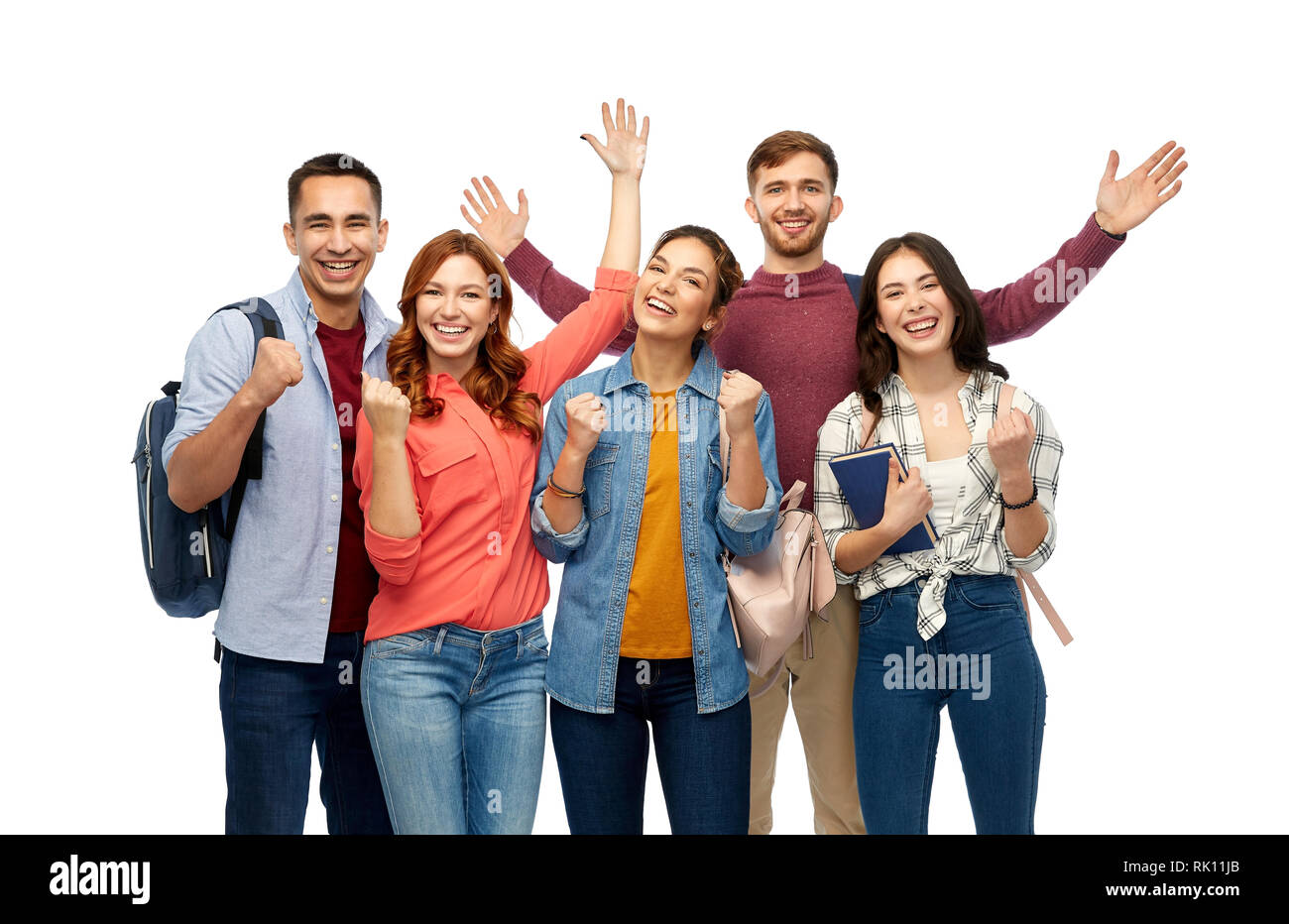 group of happy students celebrating success Stock Photo - Alamy