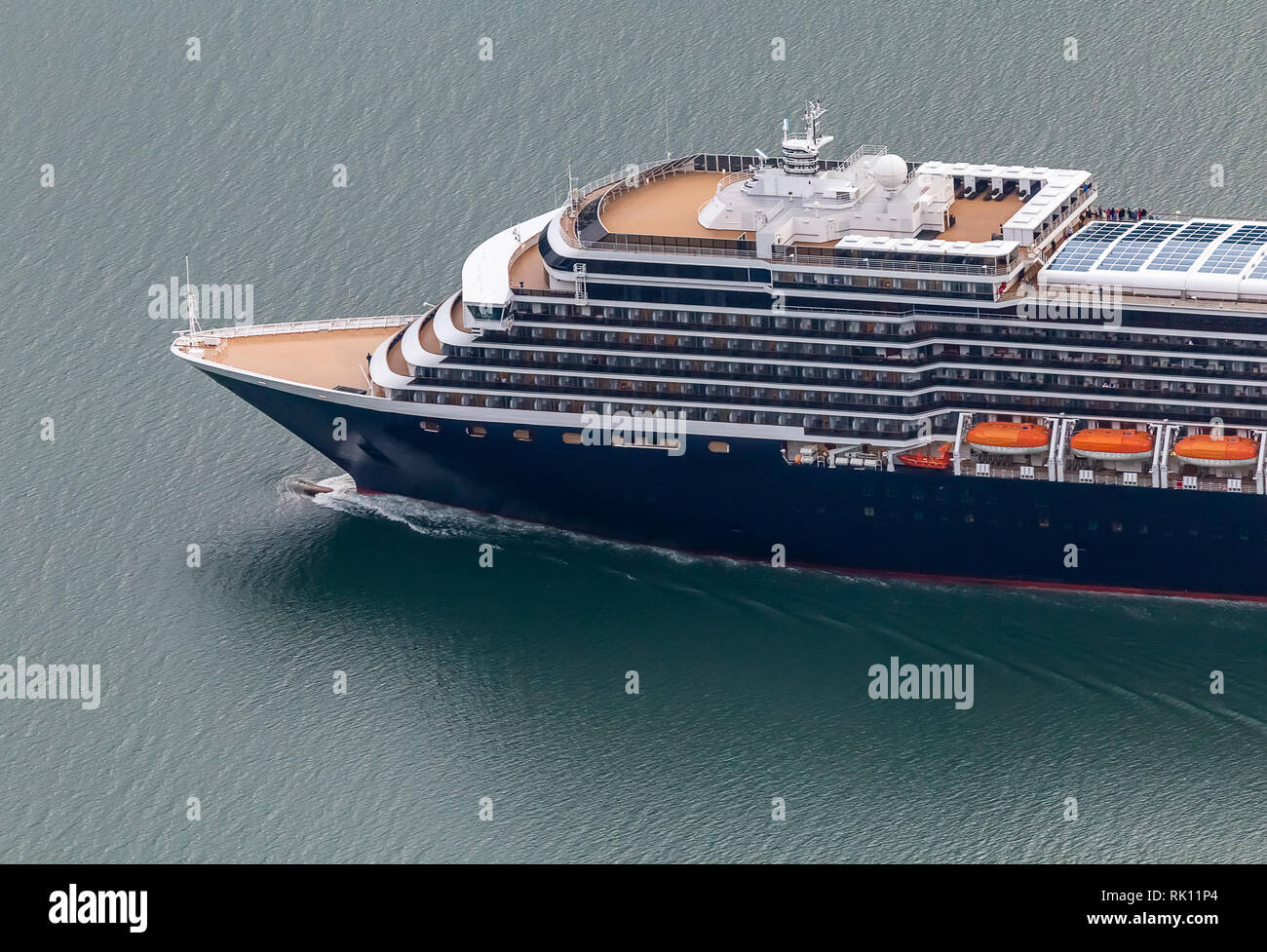Front Part of Luxurious Cruise Ship Sailing in the Ocean. Angled Top ...