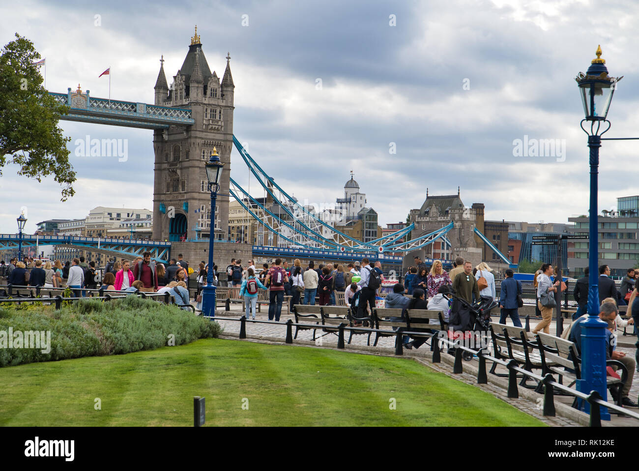 LONDON, UK - SEPTEMBER 9, 2018: A drawbridge in central London over the ...