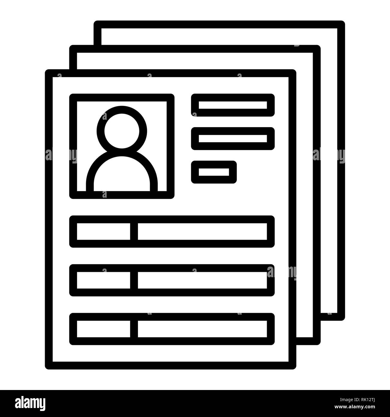 Resume Icon, Vector Illustration, Business Outline Stock Photo - Alamy