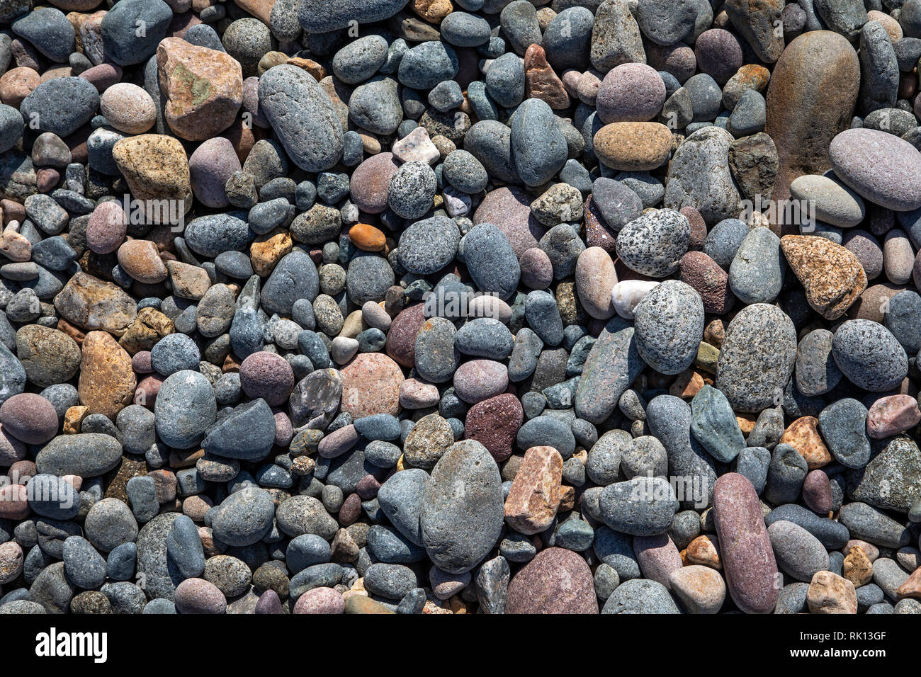 Pebbles on Crabby Bay beach showing the variety of rock types ...
