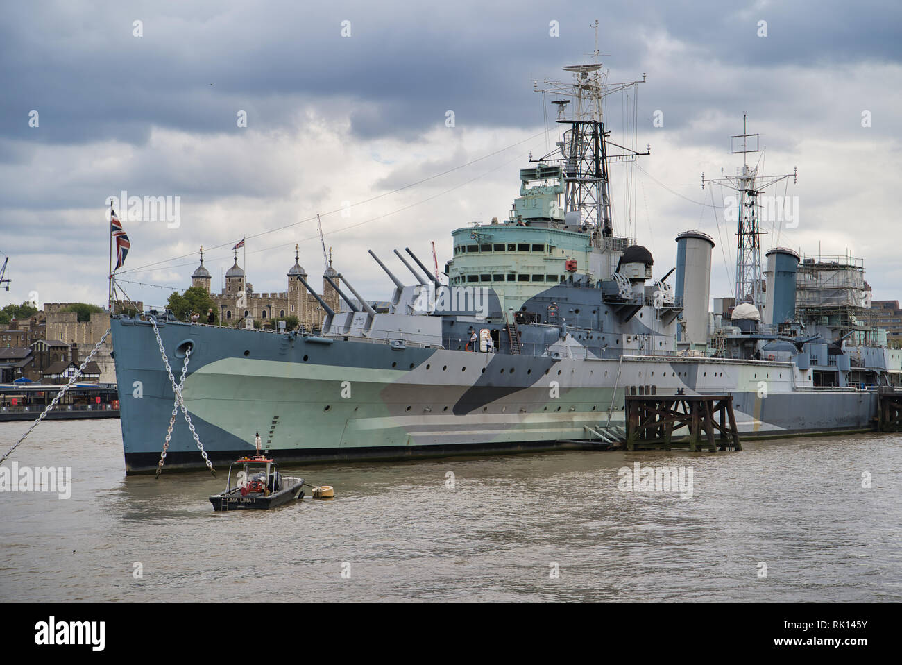 LONDON, UK - SEPTEMBER 9, 2018: Military Cruiser Belfast (HMS Belfast ...