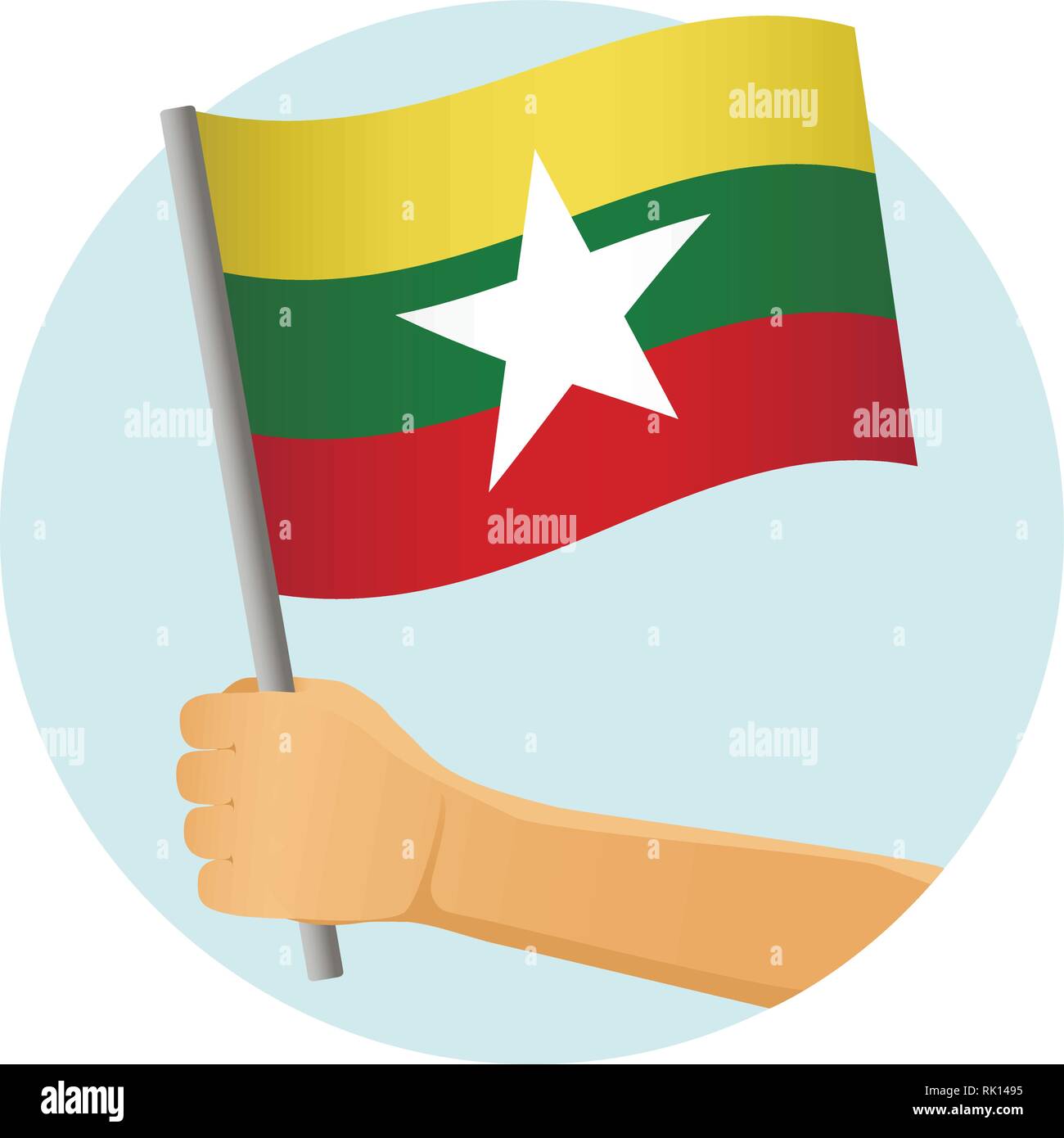 Burma flag in hand. Patriotic background. National flag of Burma vector ...