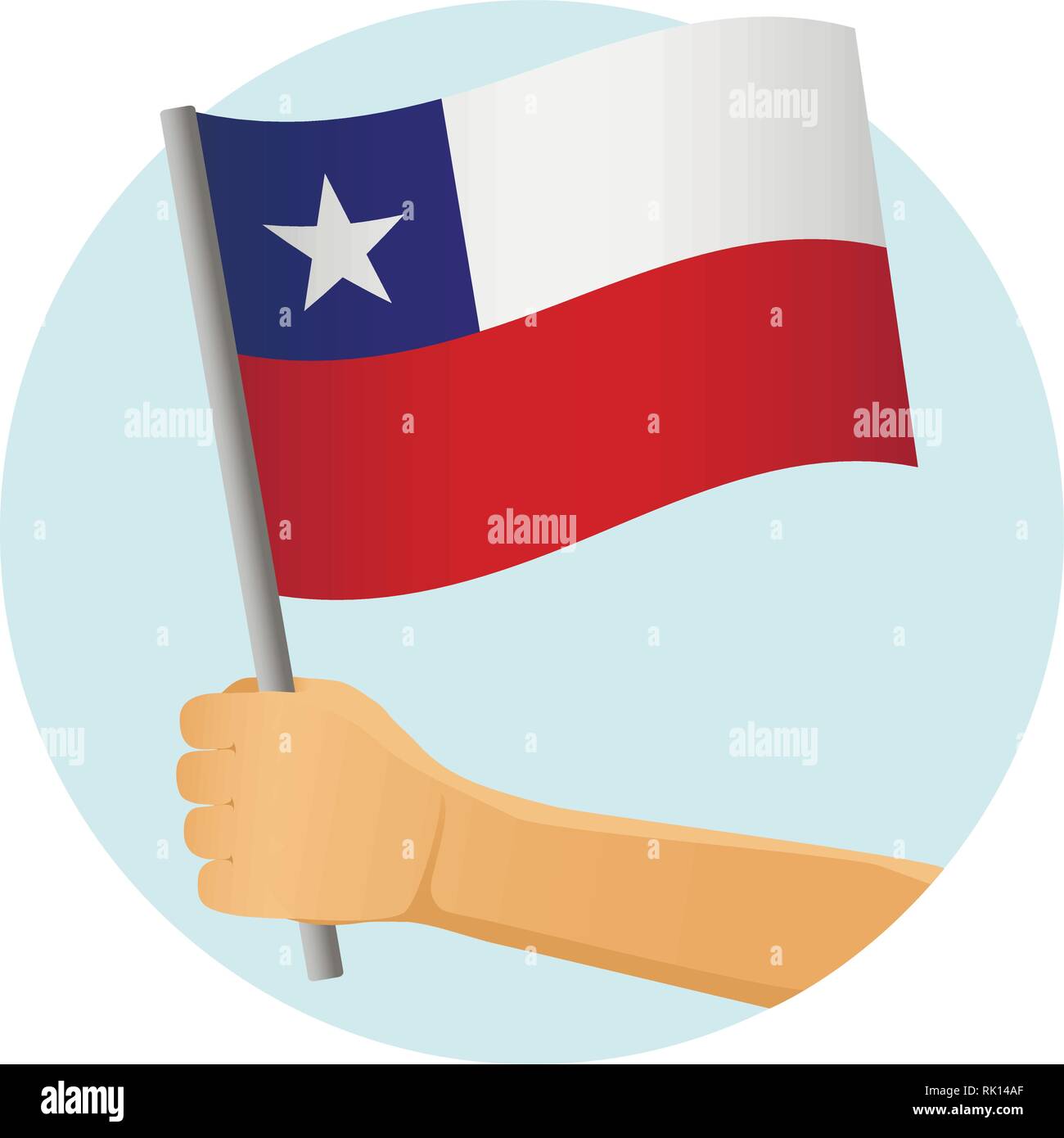 Chile flag in hand. Patriotic background. National flag of Chile vector ...