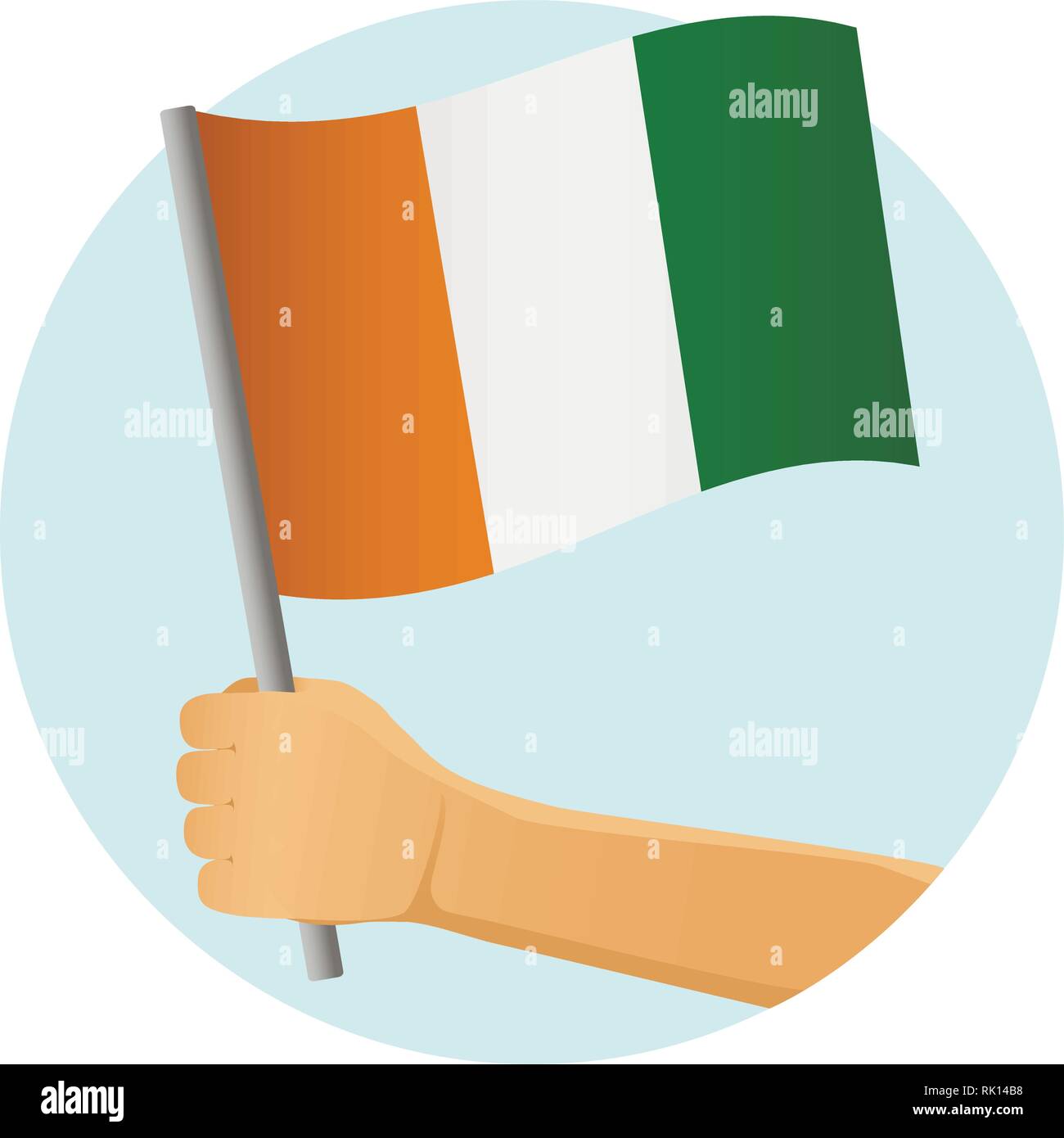 Cote Divoire Ivory Coast Flag In Hand Patriotic Background