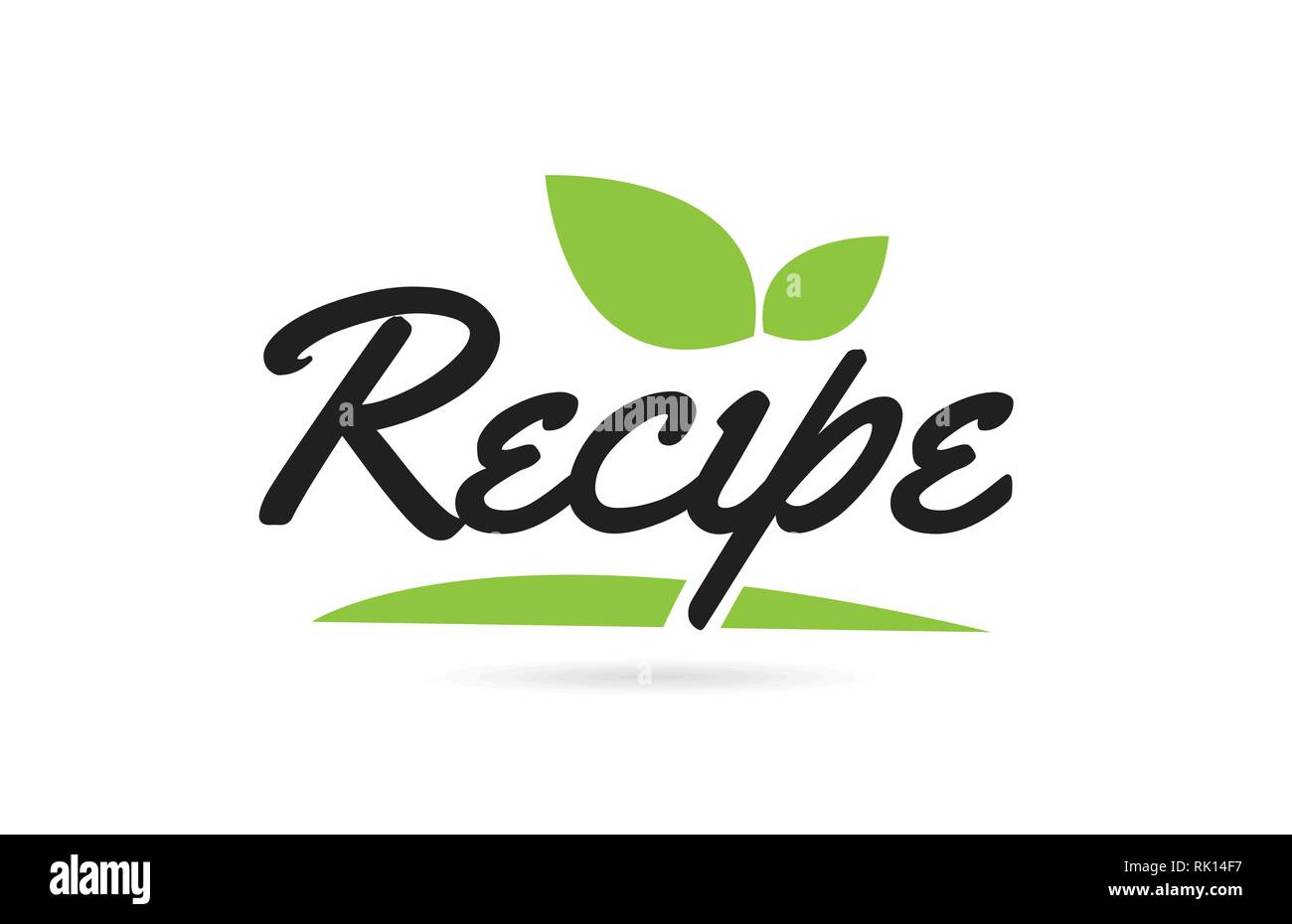 Recipe hand written word text for typography design in black color with ...