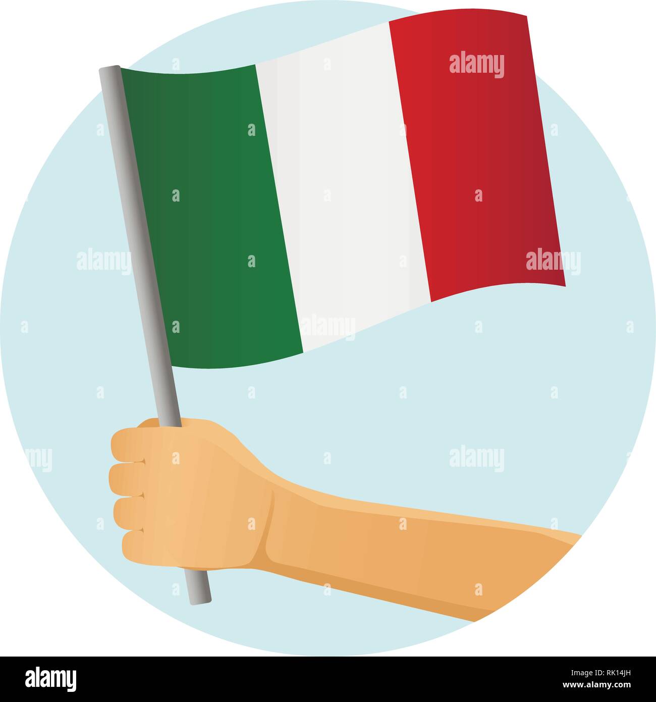 Italy flag in hand. Patriotic background. National flag of Italy vector ...
