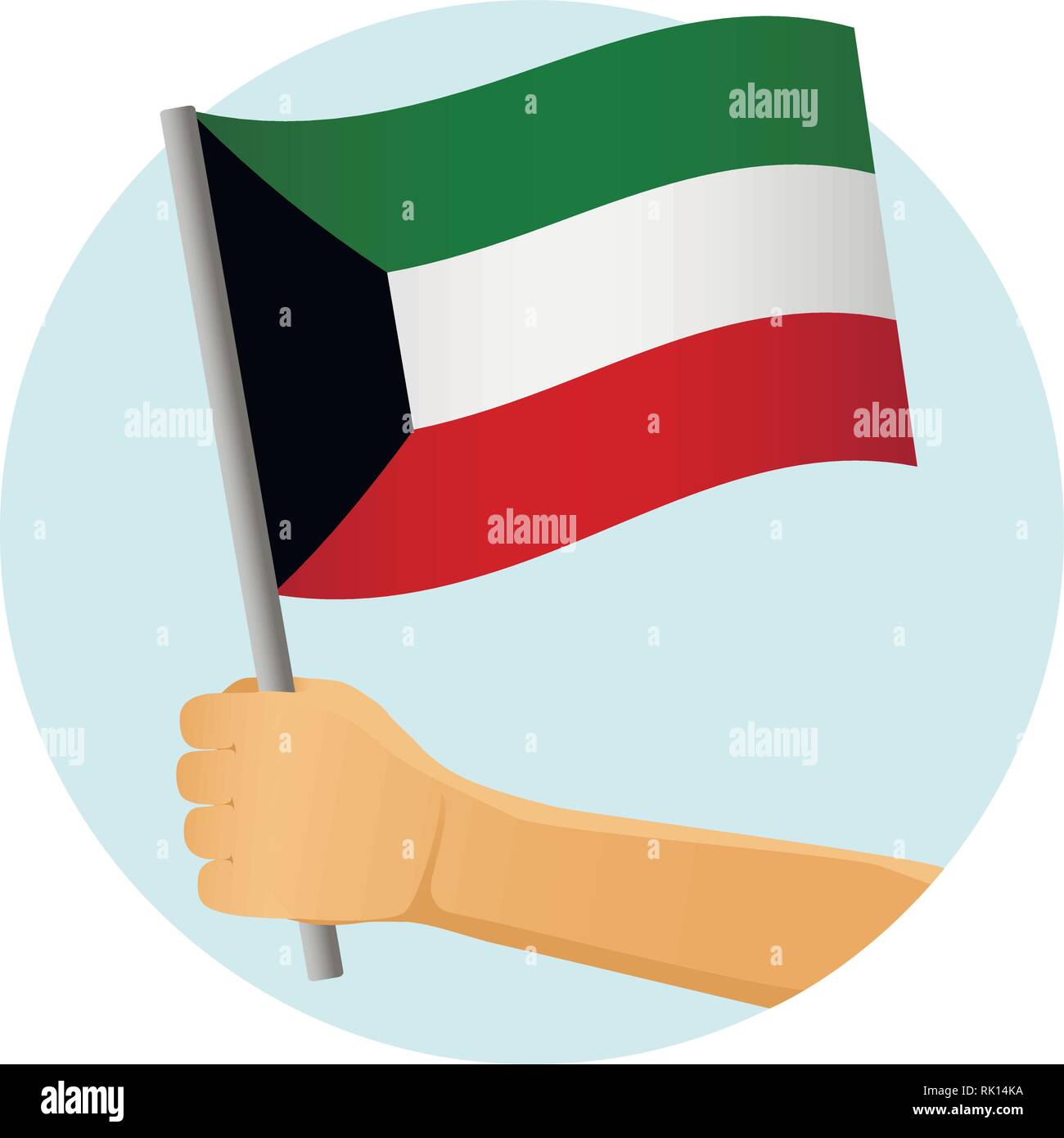 kuwait flag in hand. Patriotic background. National flag of Kuwait ...