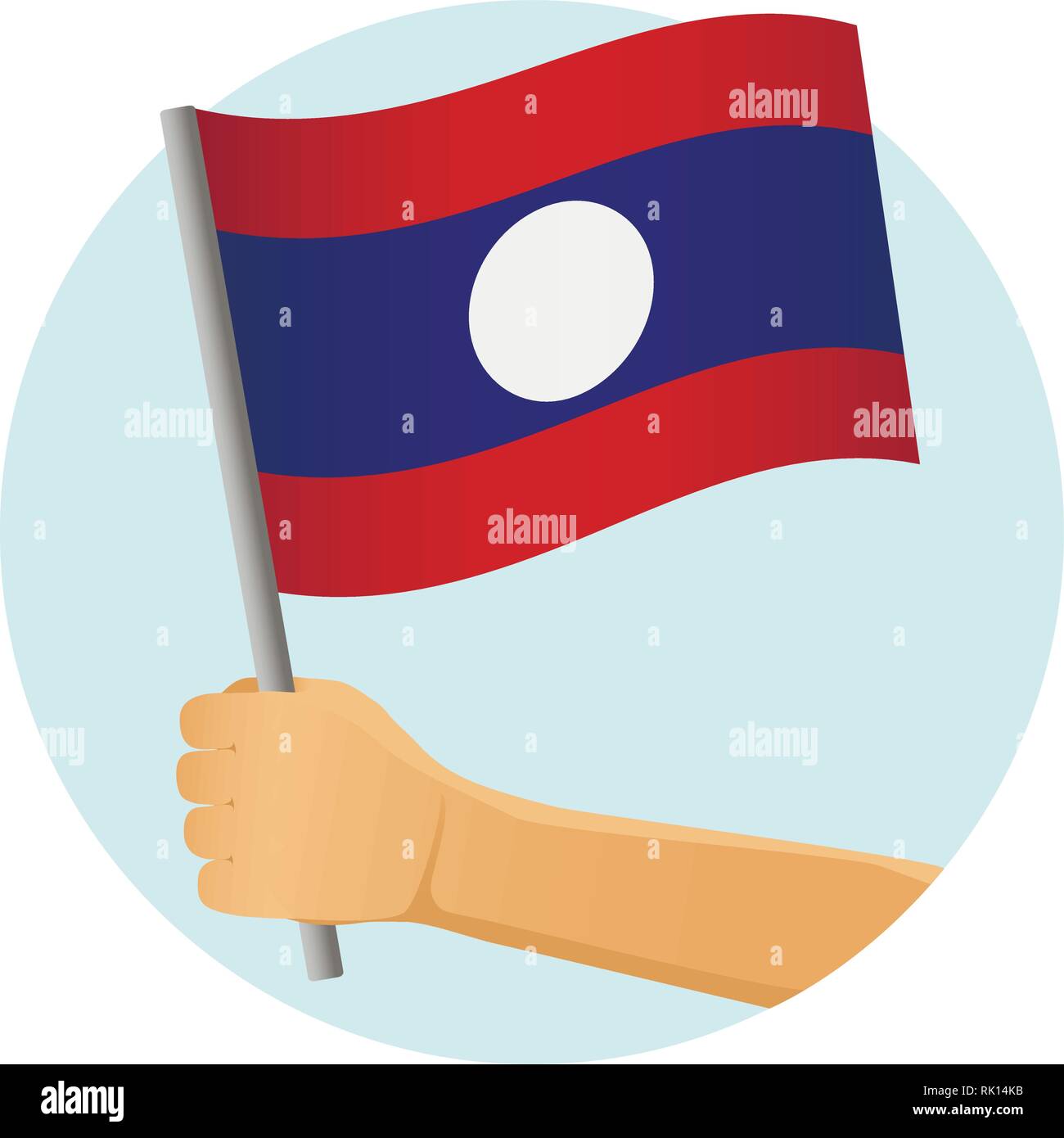 Laos flag in hand. Patriotic background. National flag of Laos vector ...