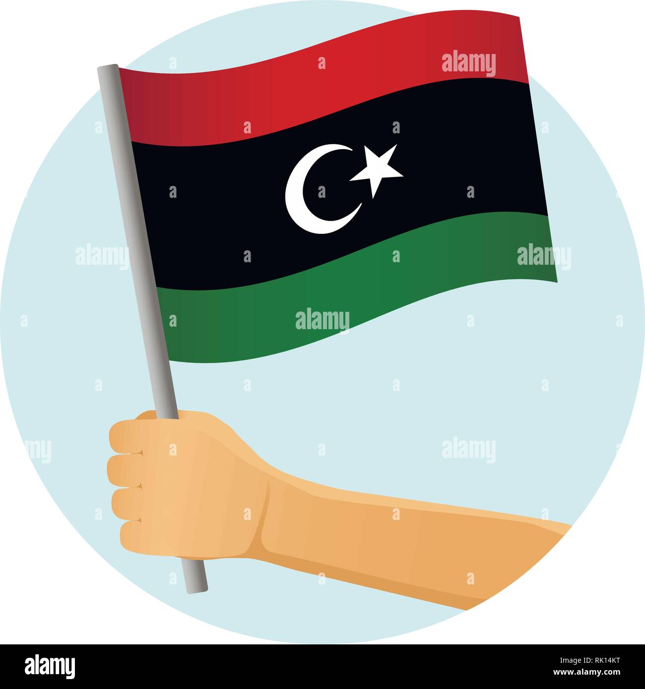 libya flag in hand. Patriotic background. National flag of libya vector ...