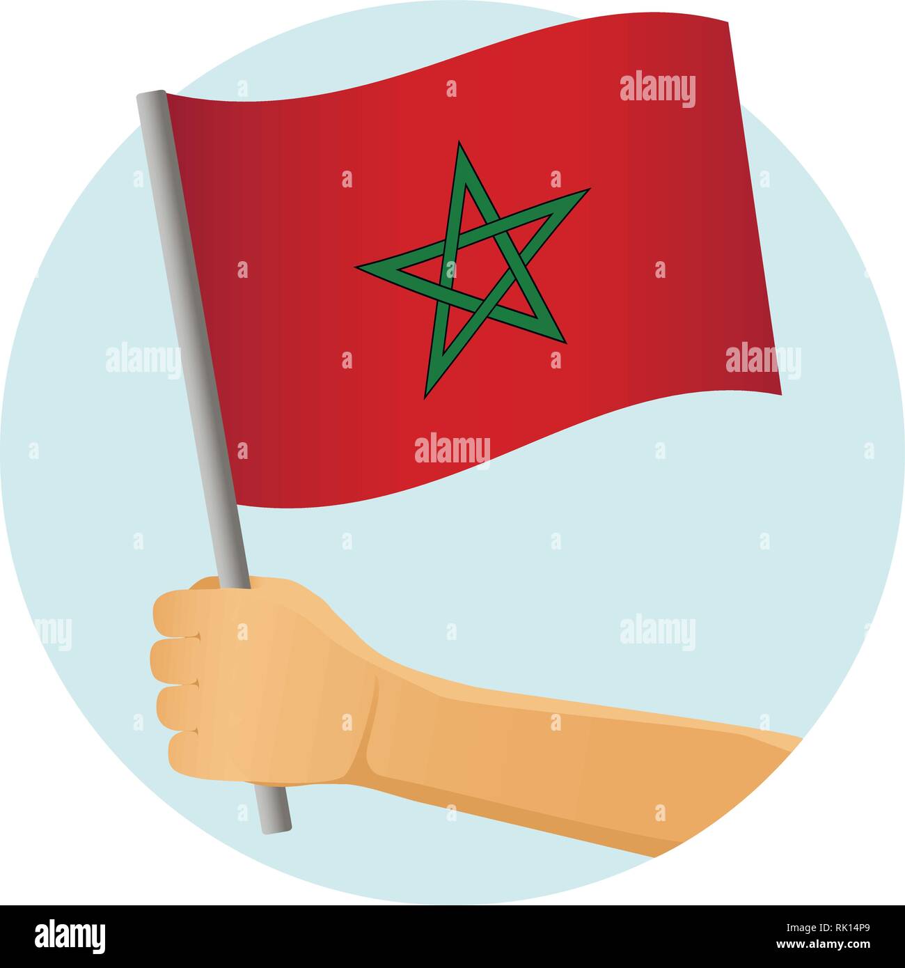Morocco flag in hand. Patriotic background. National flag of Morocco ...