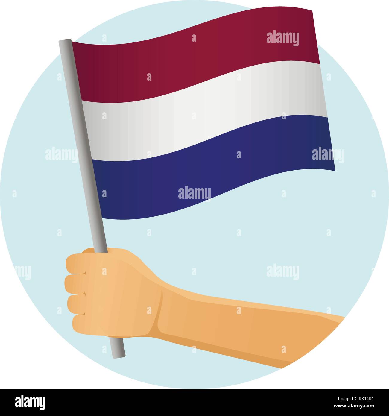 Netherlands flag in hand. Patriotic background. National flag of ...