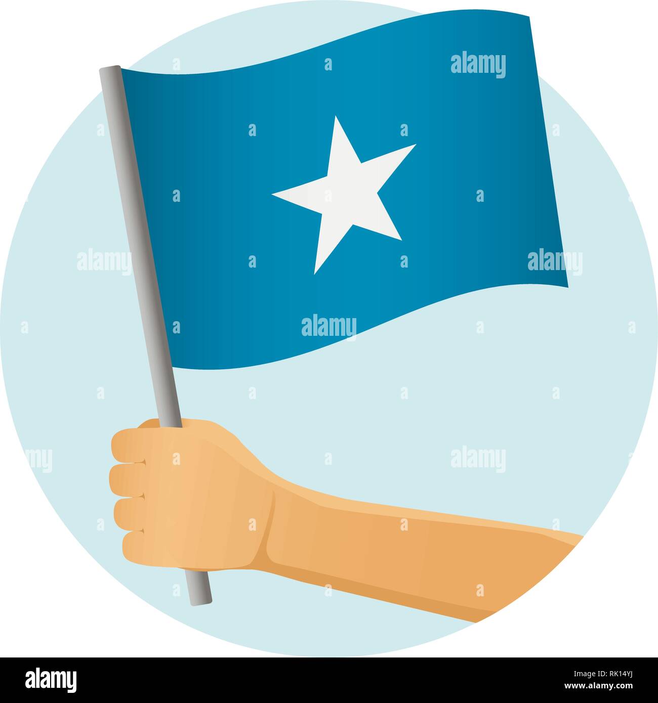 Somalia flag in hand. Patriotic background. National flag of Somalia ...