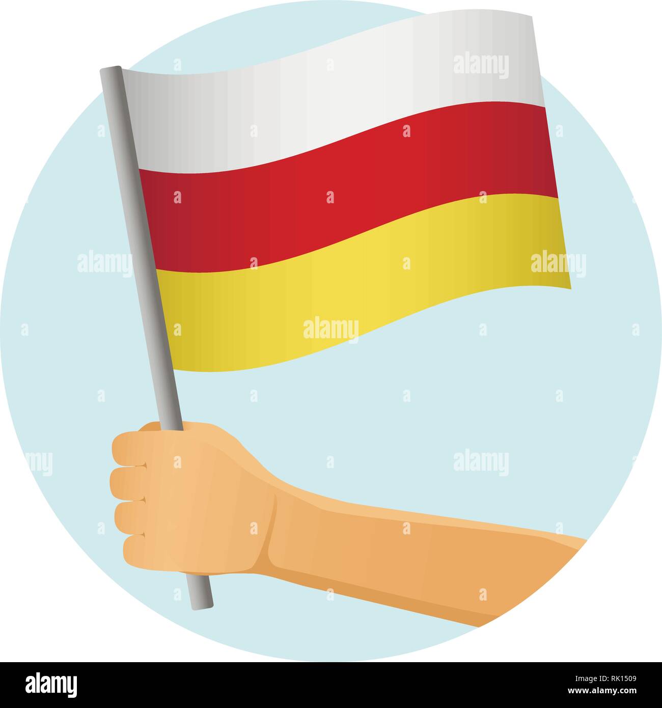 South ossetia flag in hand. Patriotic background. National flag of ...