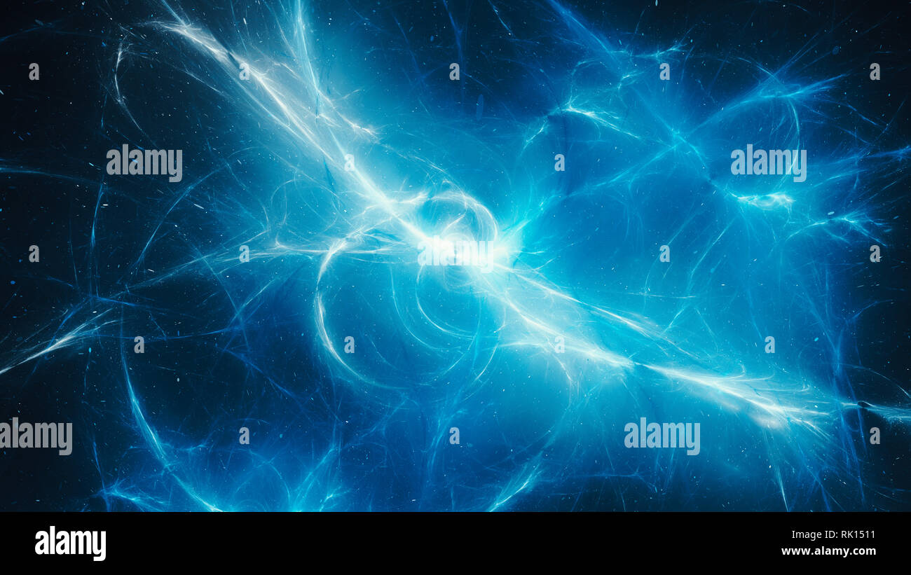 Blue glowing high energy plasma force field in space, computer generated abstract background, 3D ...