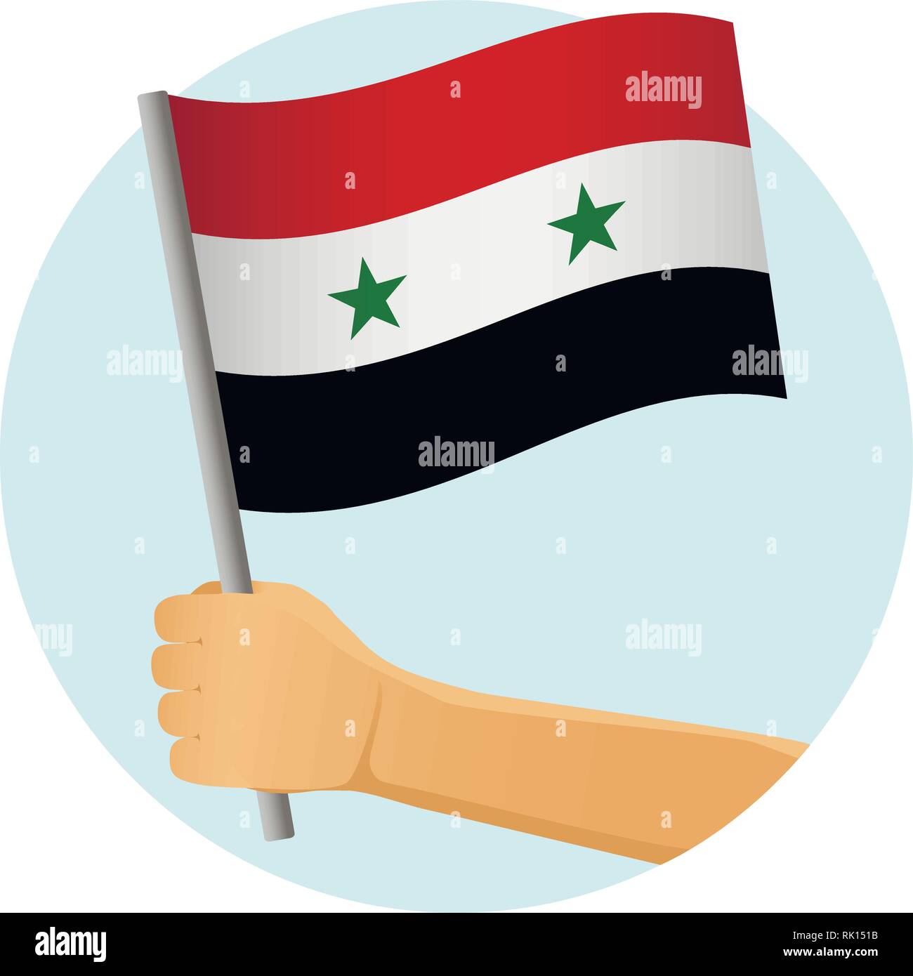 Syria flag in hand. Patriotic background. National flag of Syria vector ...