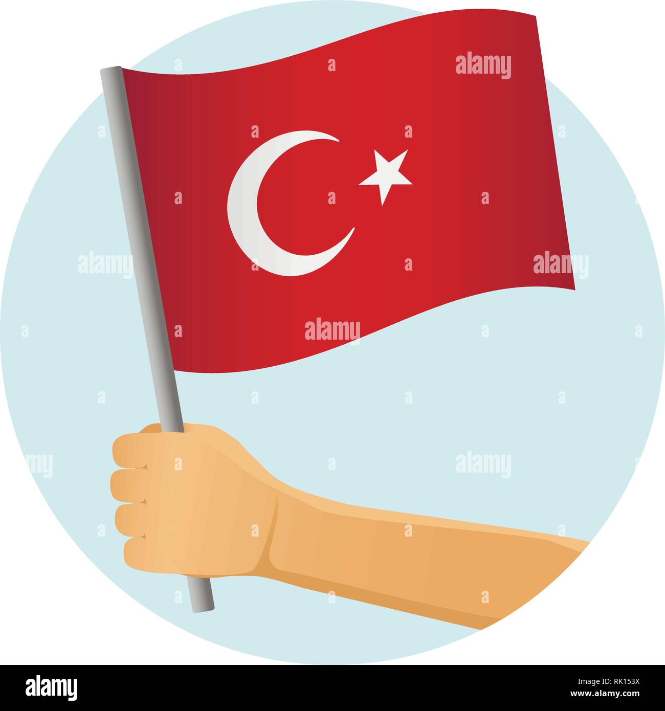 Turkey flag in hand. Patriotic background. National flag of Turkey ...