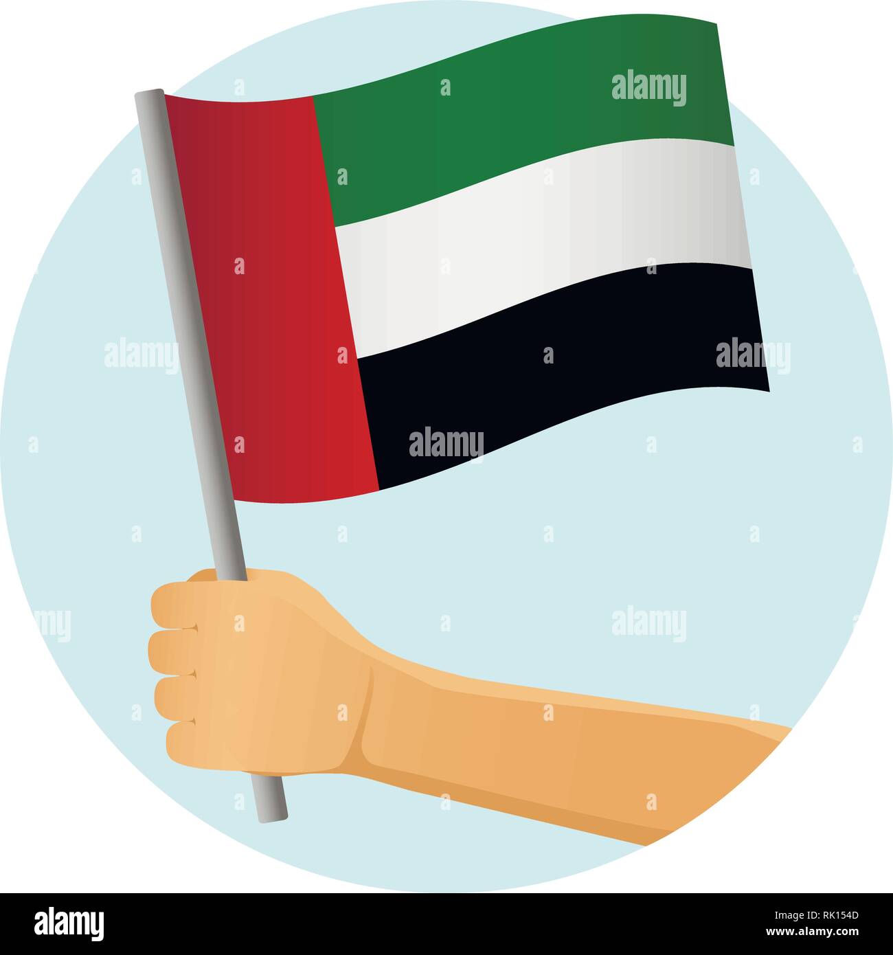 United arab flag in hand. Patriotic background. National flag of United ...