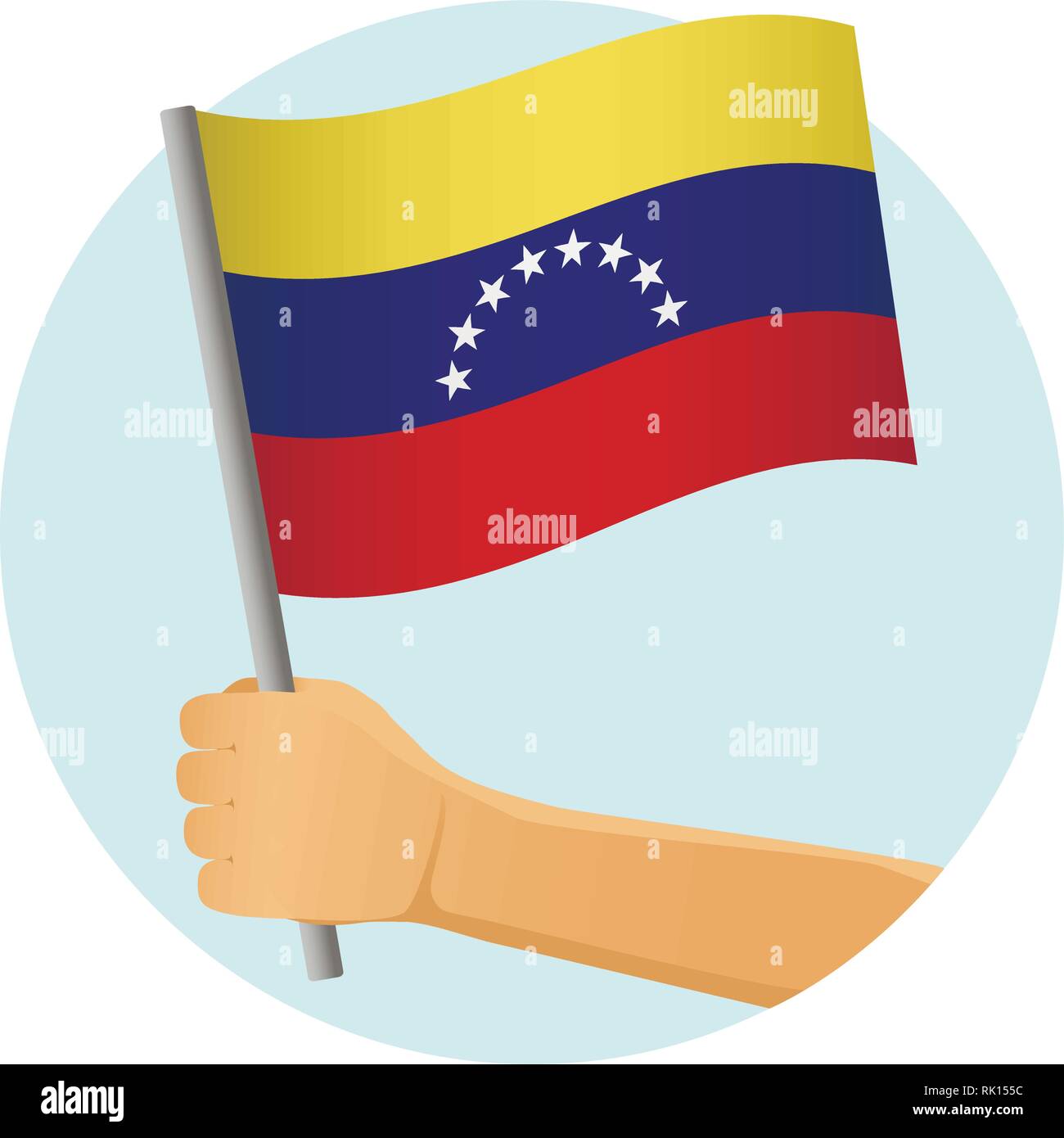 Venezuela flag in hand. Patriotic background. National flag of ...