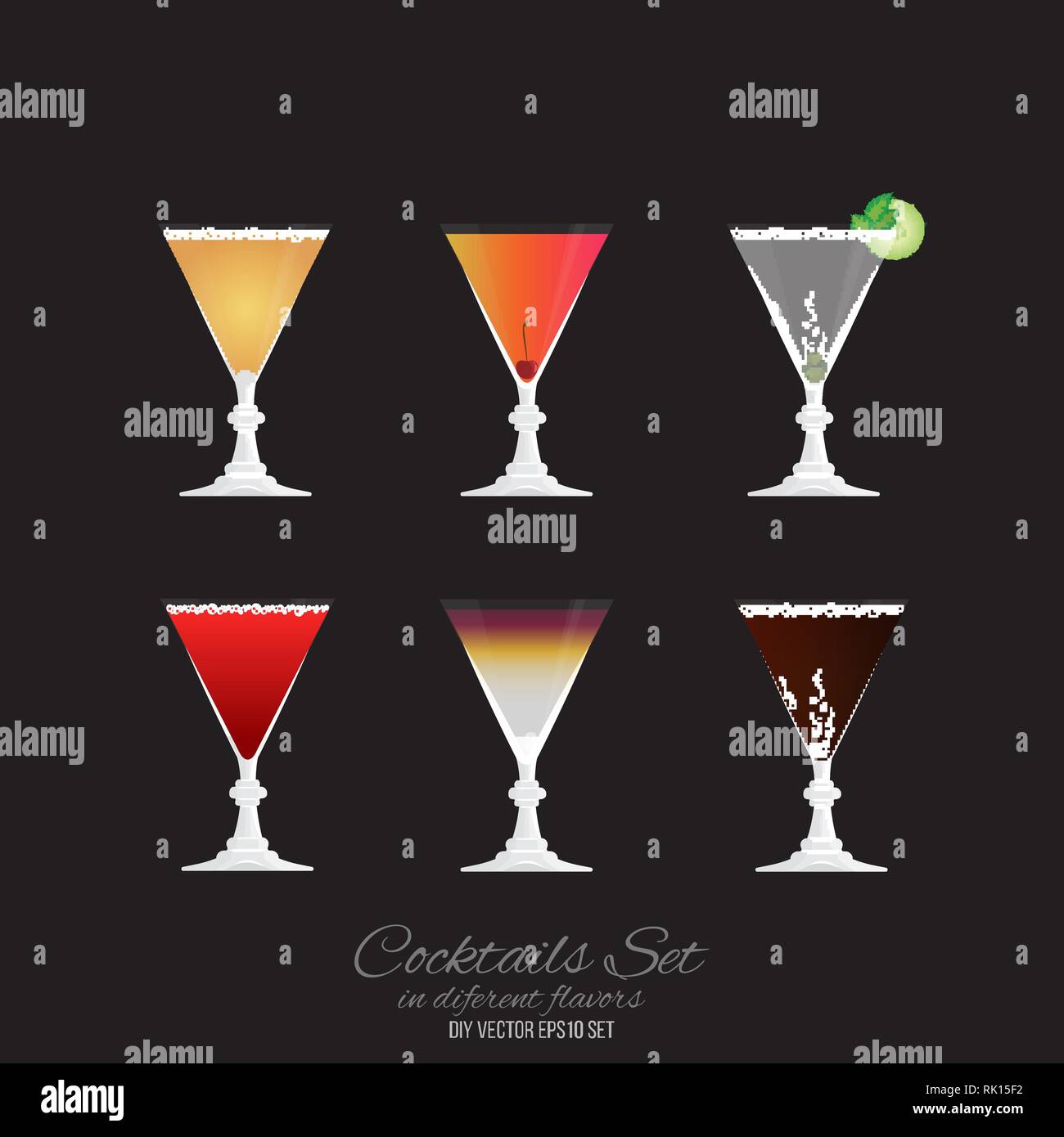 Set of 6 cocktails in sherry glass 60ml Cherry Bulldog cocktail ,Sherry ...