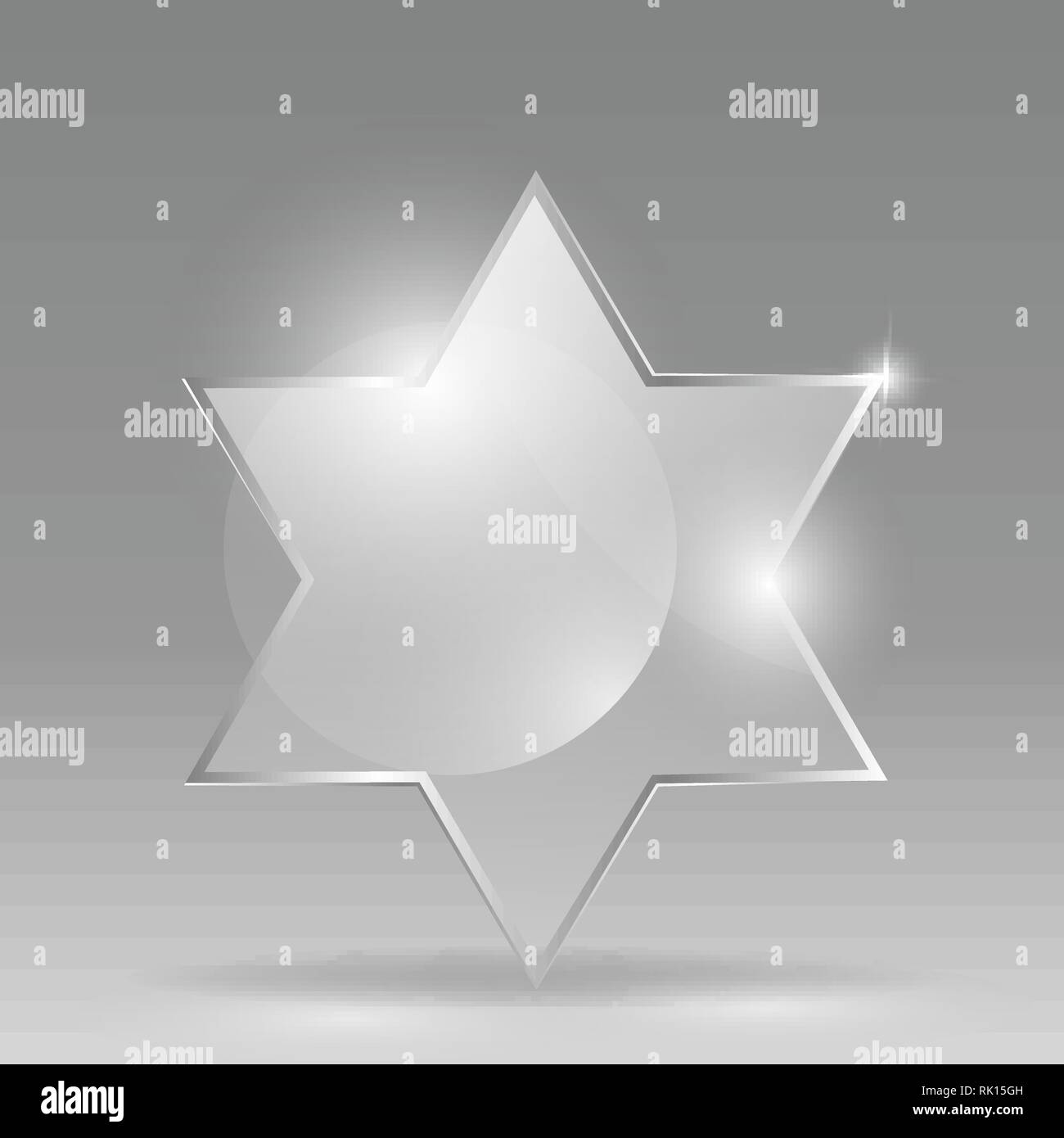 Glass transparent vector Star of David sign spiritual template for web ...