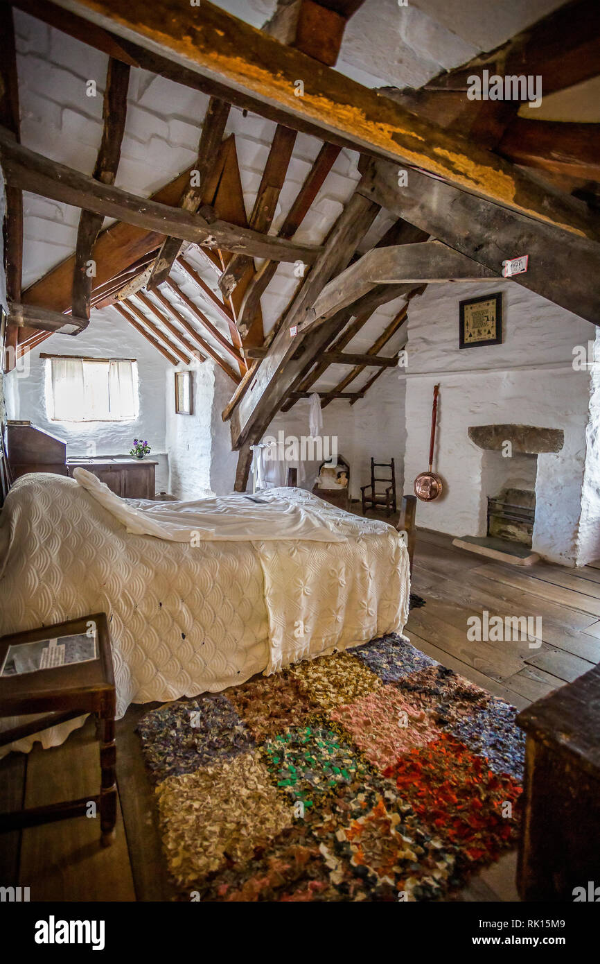 Interior of the medieval Old Post Office in Tintagel, Cornwall, UK on ...