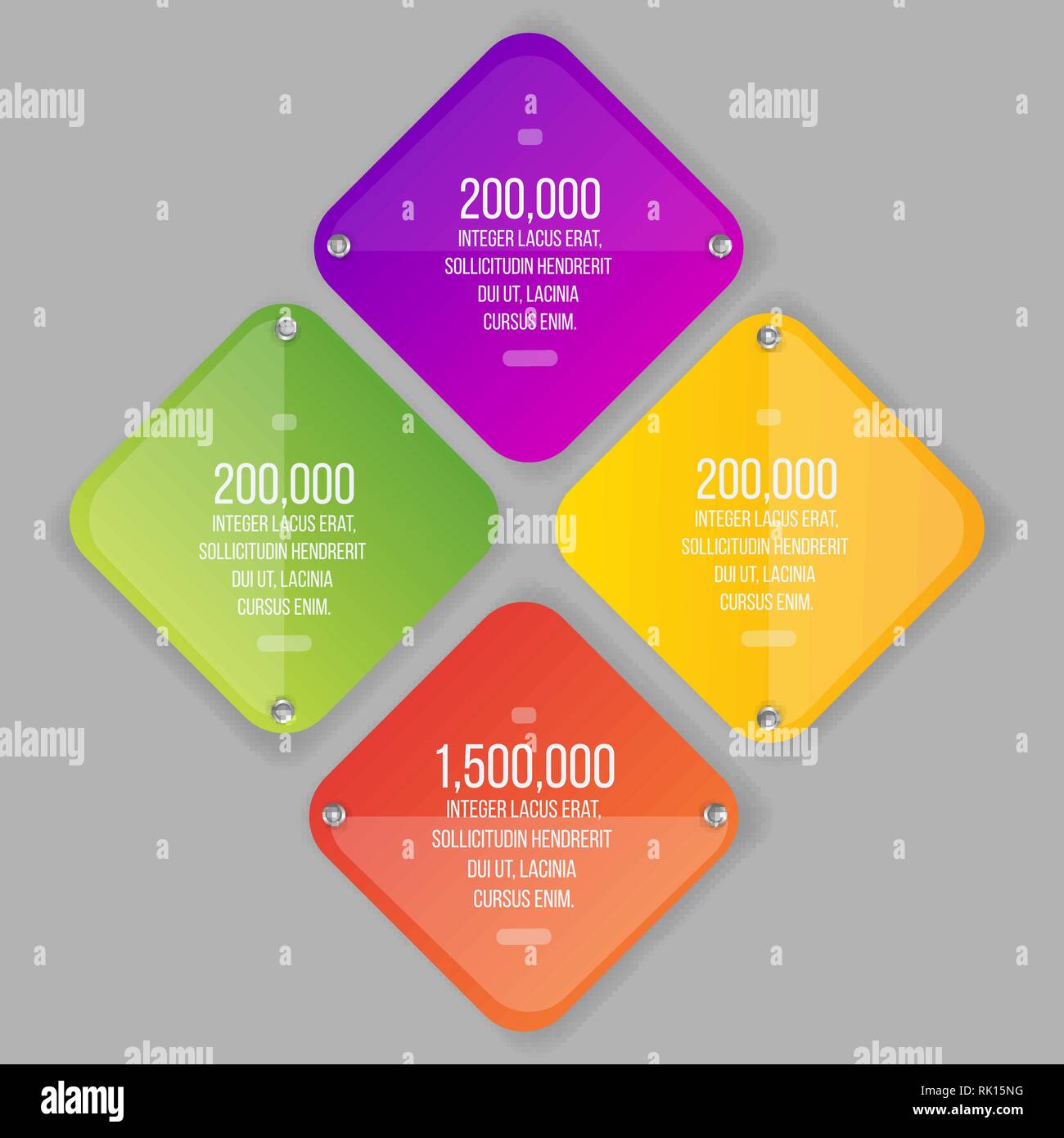 Flat vector rhombus Info-graphic with yellow, purple and pink with ...