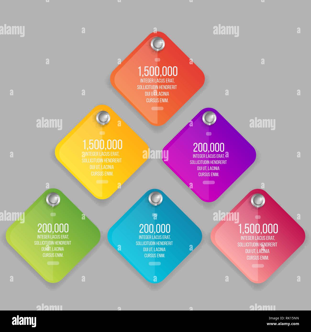 Flat vector rhombus Info-graphic with yellow, purple and pink with ...