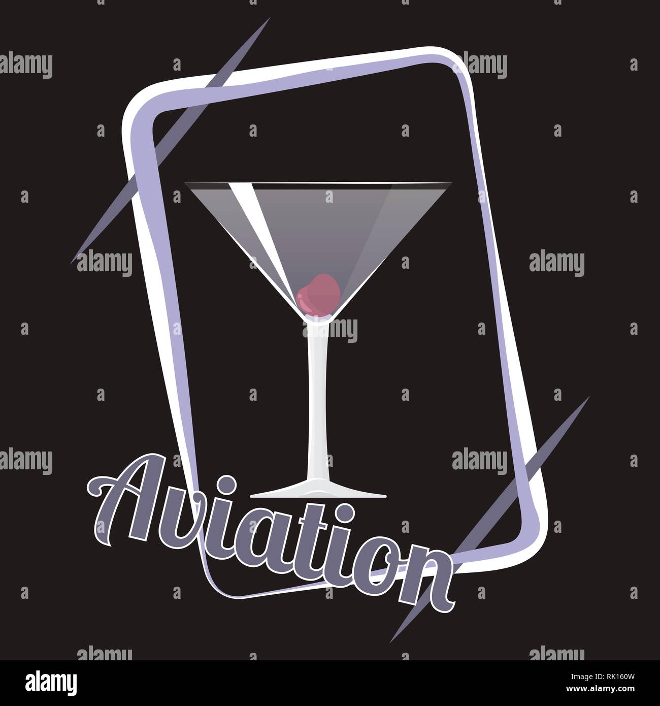 Official cocktail icon, The Unforgettable Aviation cartoon illustration ...