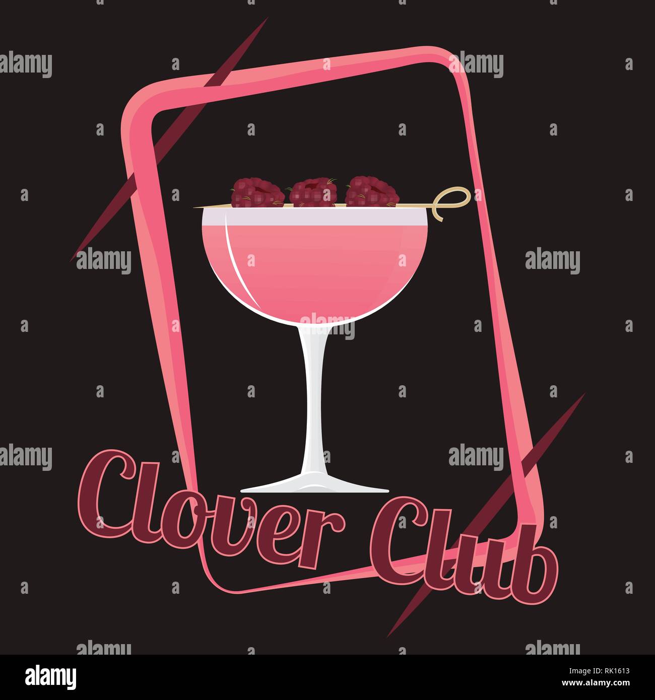 Official cocktail icon, The Unforgettable Clover Club cartoon ...