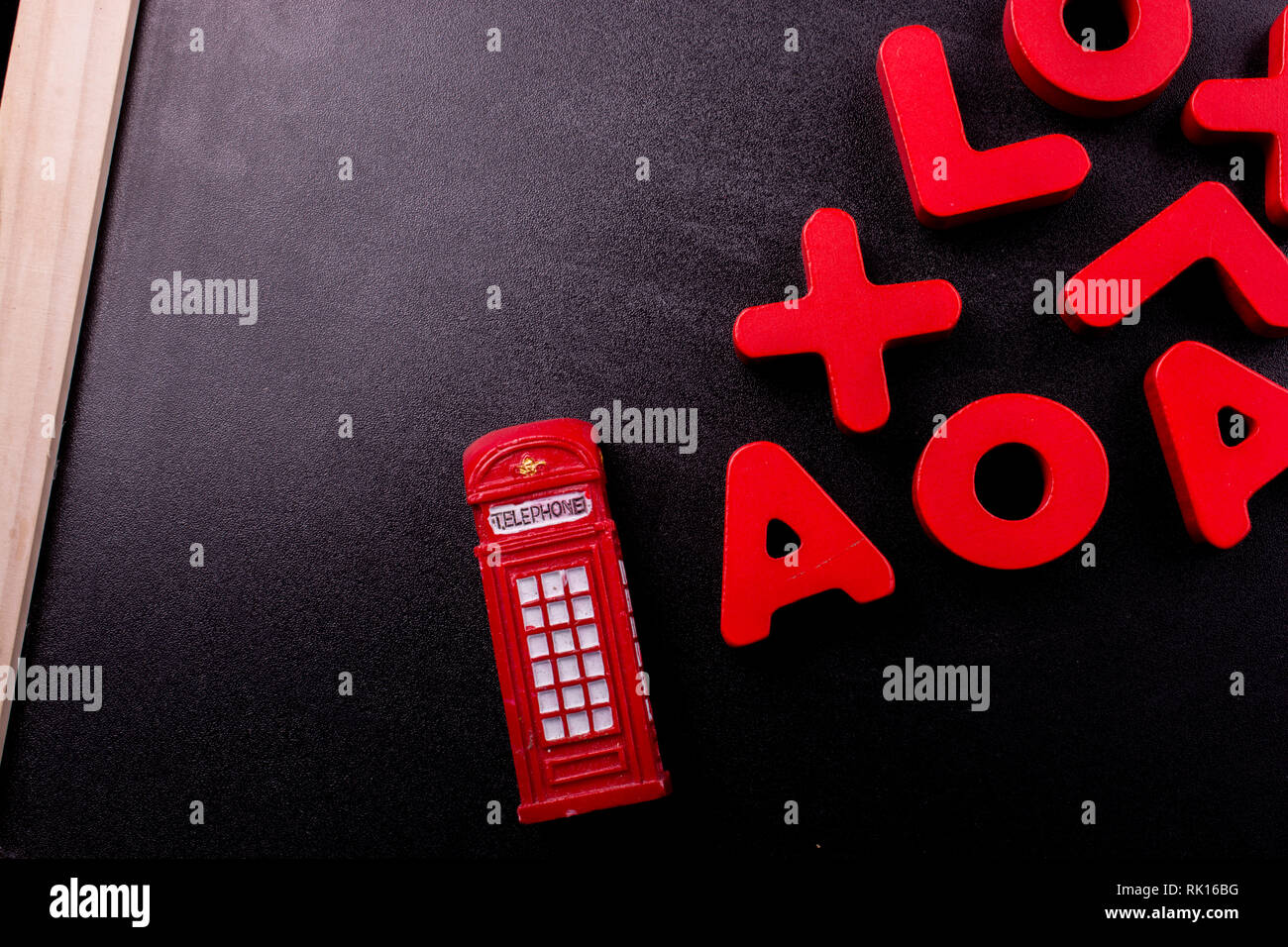 Telephone booth and colorful letters of Alphabet made of wood Stock ...