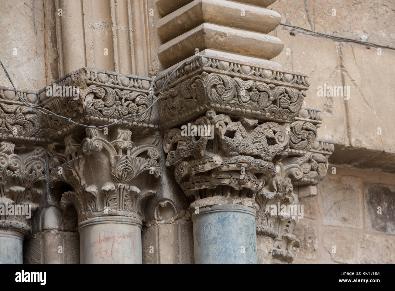 Detail of columns of church of the Holy Sepulchre in Jerusalem Stock ...