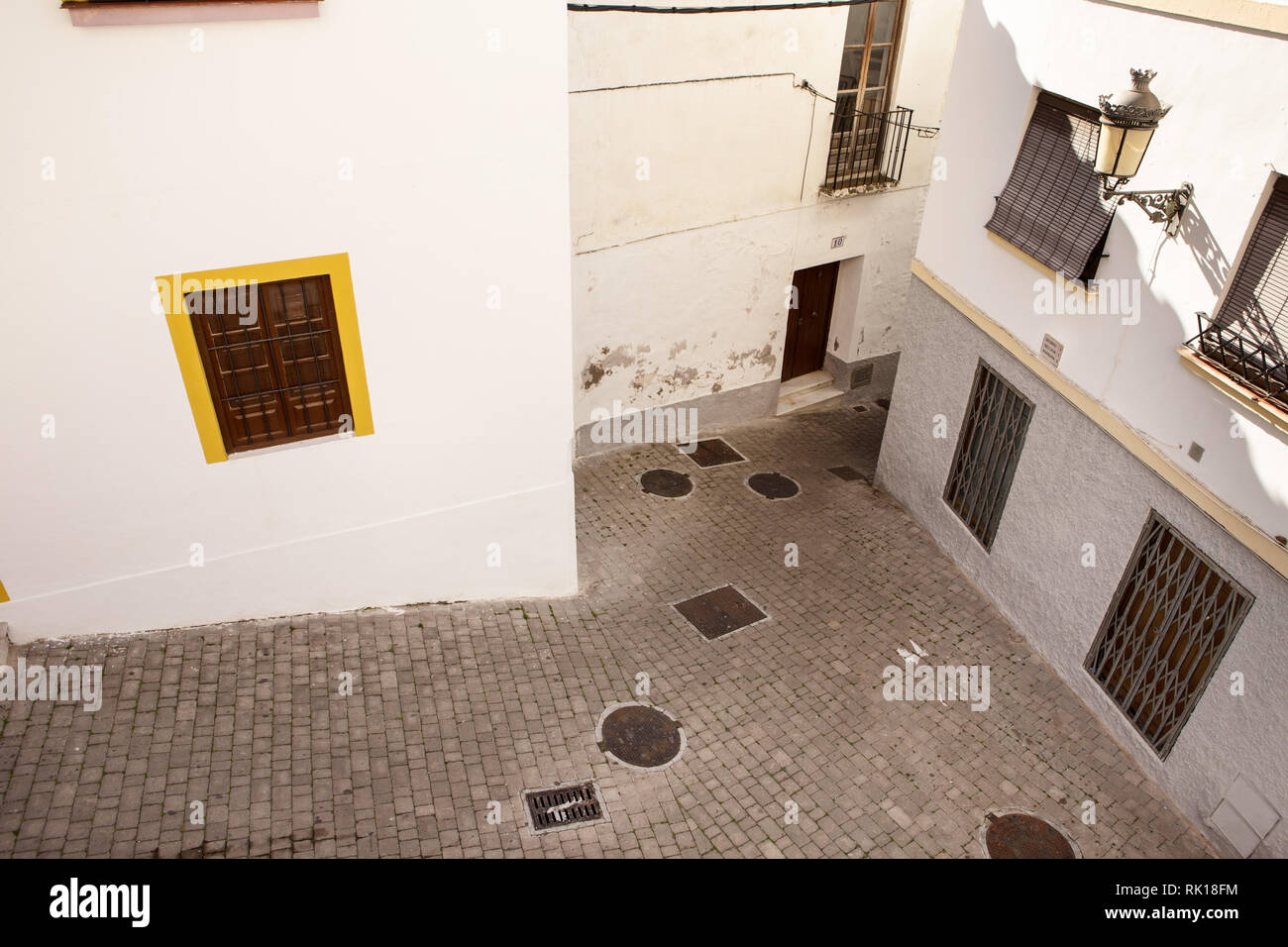 street and houses of old town in almunecar province of Granada in spain ...