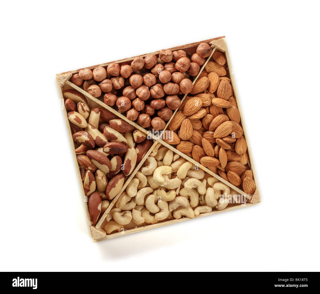 Assorted nuts. Set of nuts top view. Isolated on white background ...