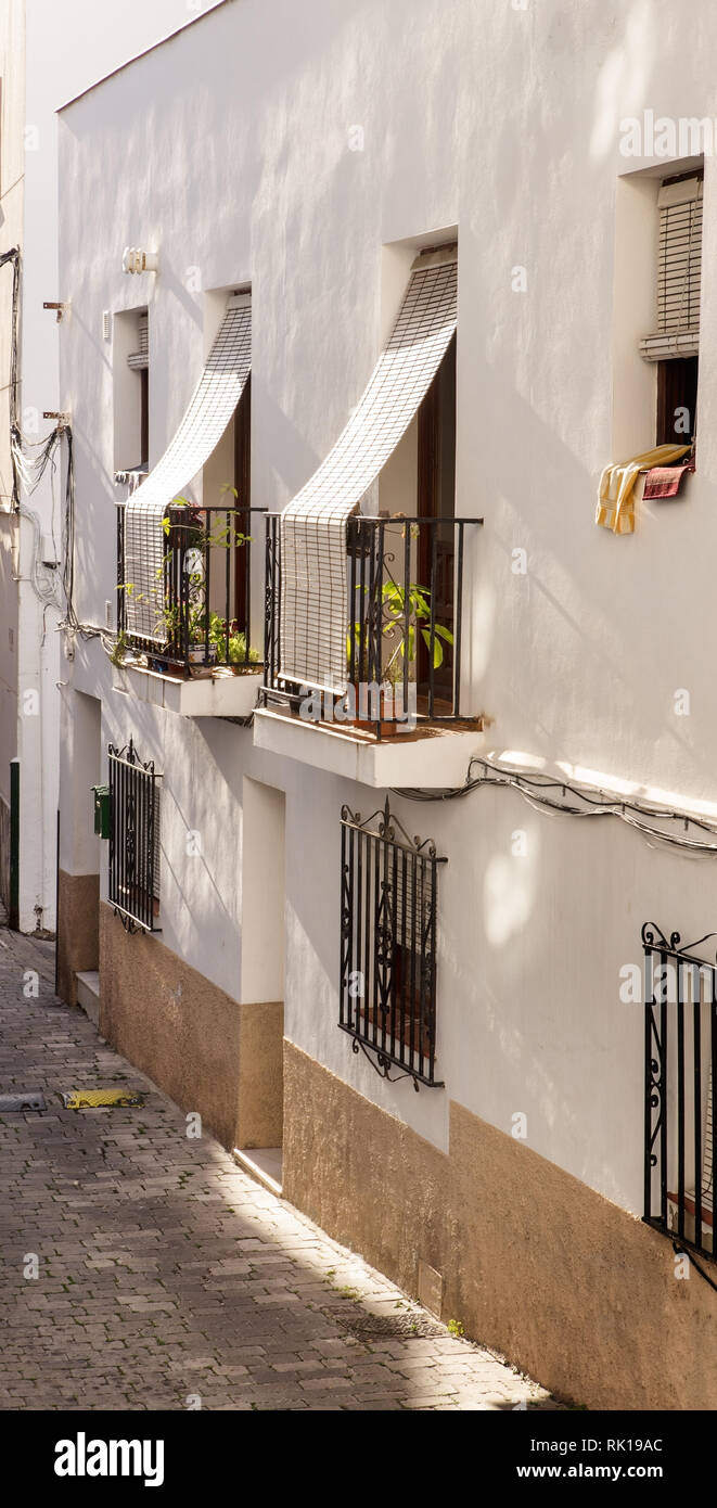 street and houses of old town in almunecar province of Granada in spain ...