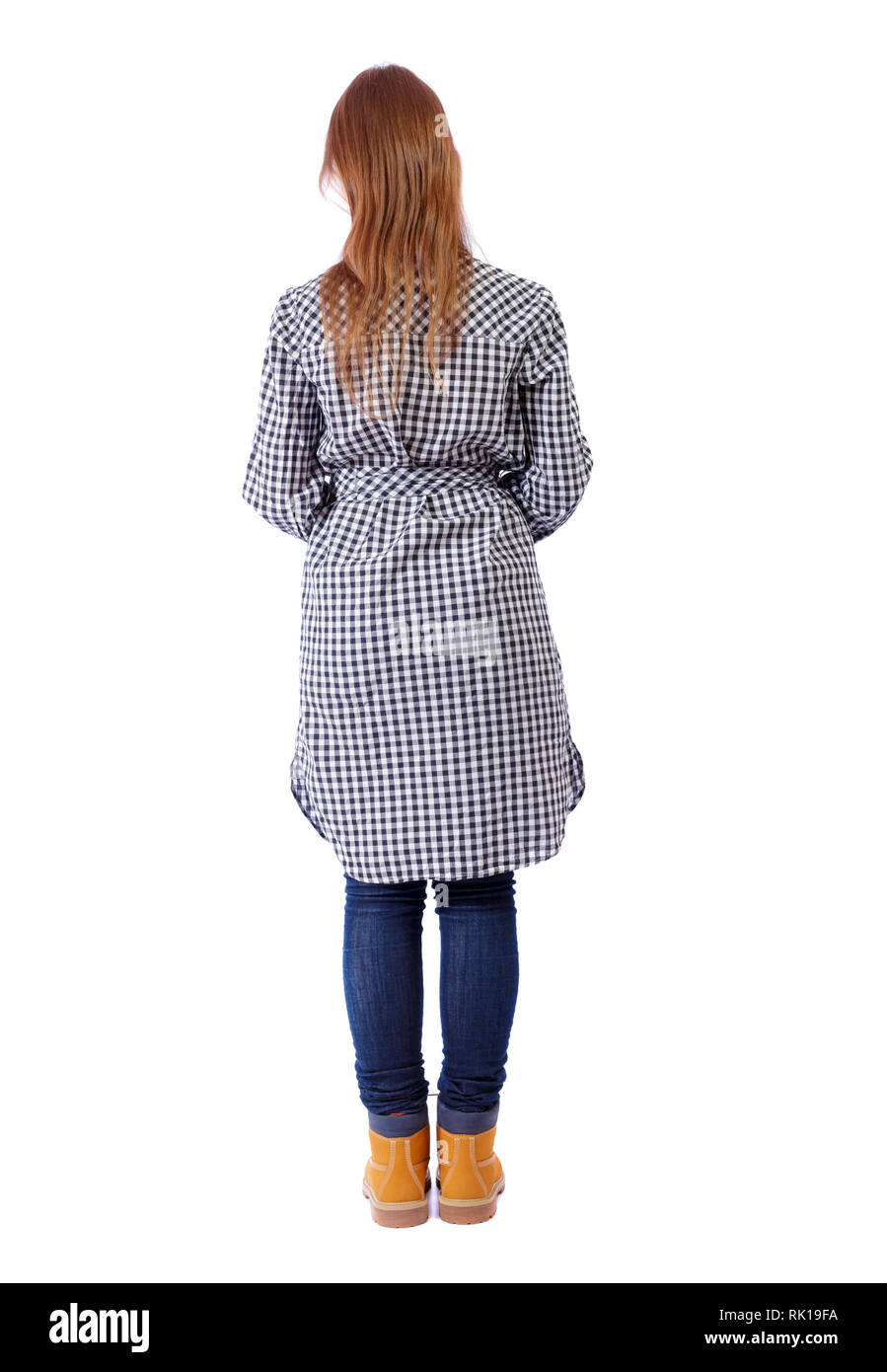 Back view of a woman. girl watching. Rear view people collection ...