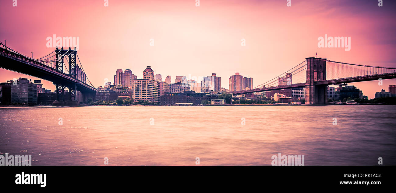 East River view of Brooklyn with both the Brooklyn and Manhattan ...
