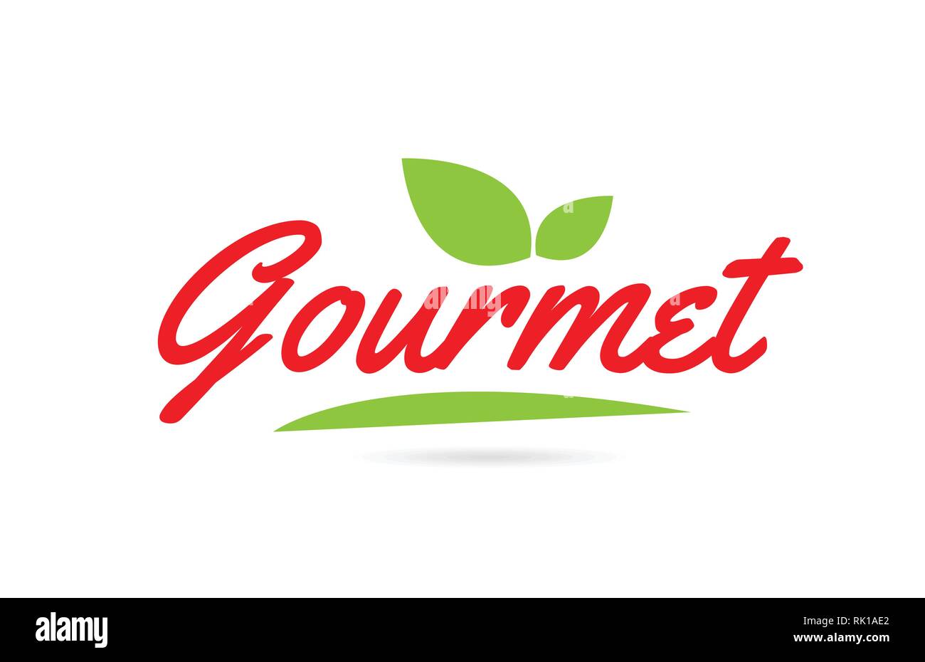 Gourmet hand written word text for typography design in red color with ...