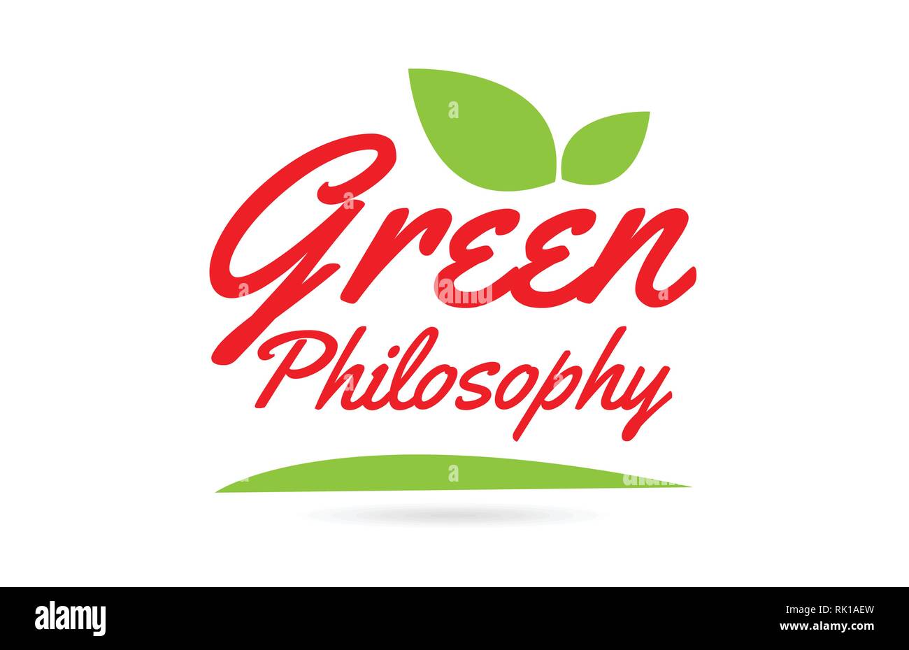 Green Philosophy hand written word text for typography design in red ...