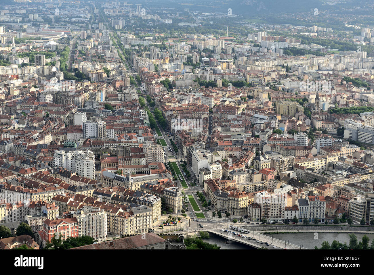 Grenoble (south-eastern France): overview of the city from the the top ...
