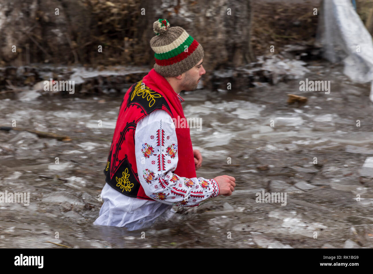 KALOFER, BULGARIA - JANUARY 06, 2019 - Traditional Bulgarian horo dance ...